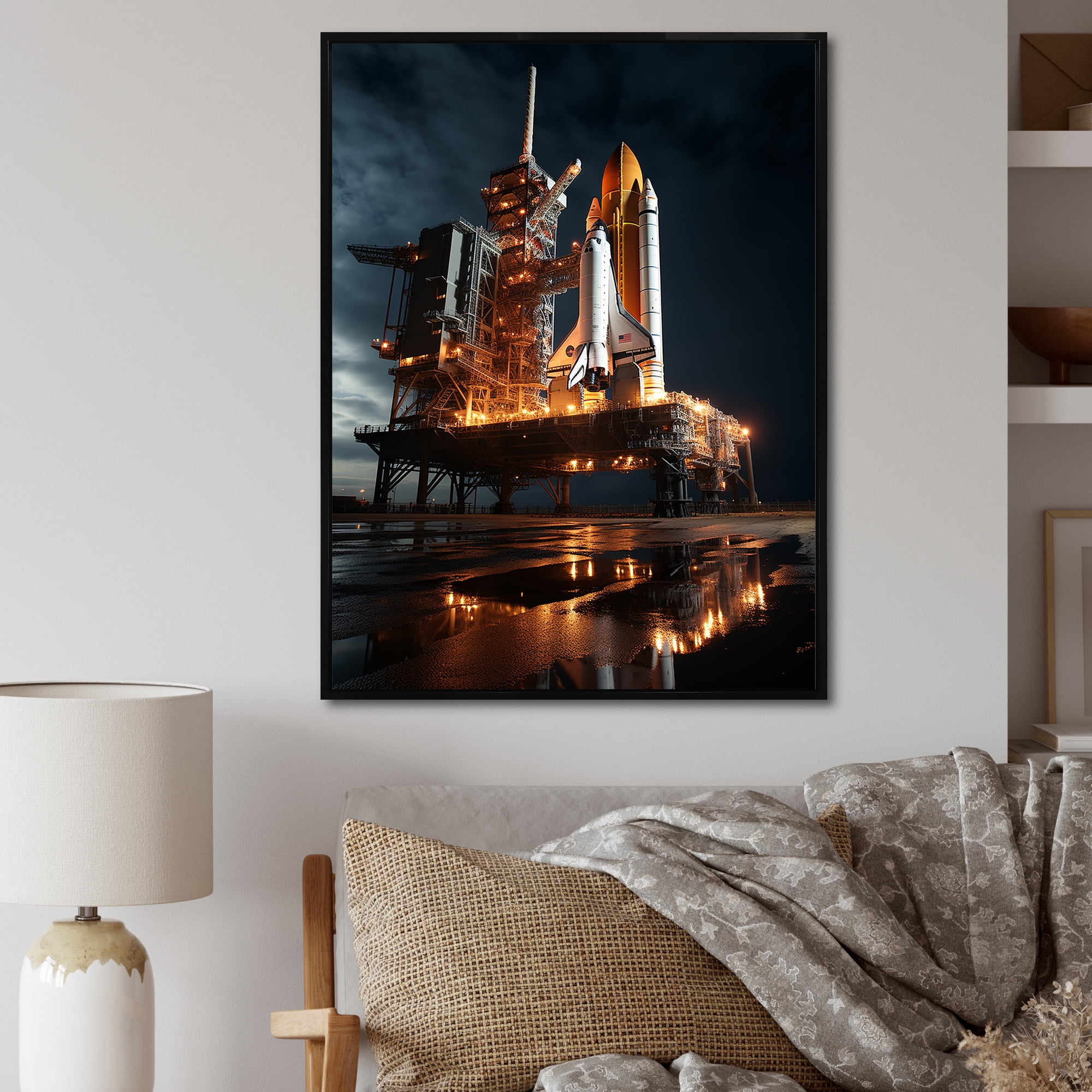 Designart "Moonlit Rendezvous Space Shuttle wall art II" Space Shuttle ...