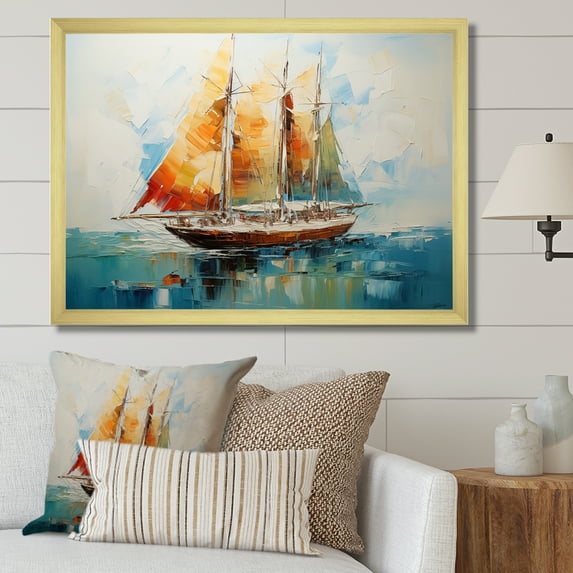 Designart "Moonlit Sailboat Horizon Nighttime Tranquility I ...