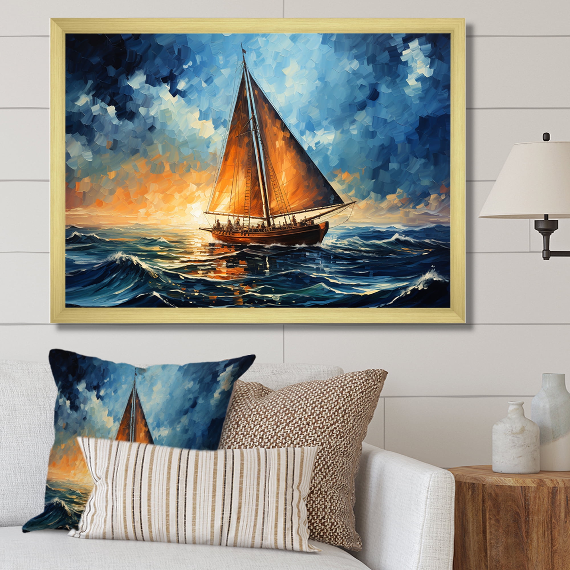 Designart "Moonlit Sailboat Horizon Nighttime Tranquility IV ...