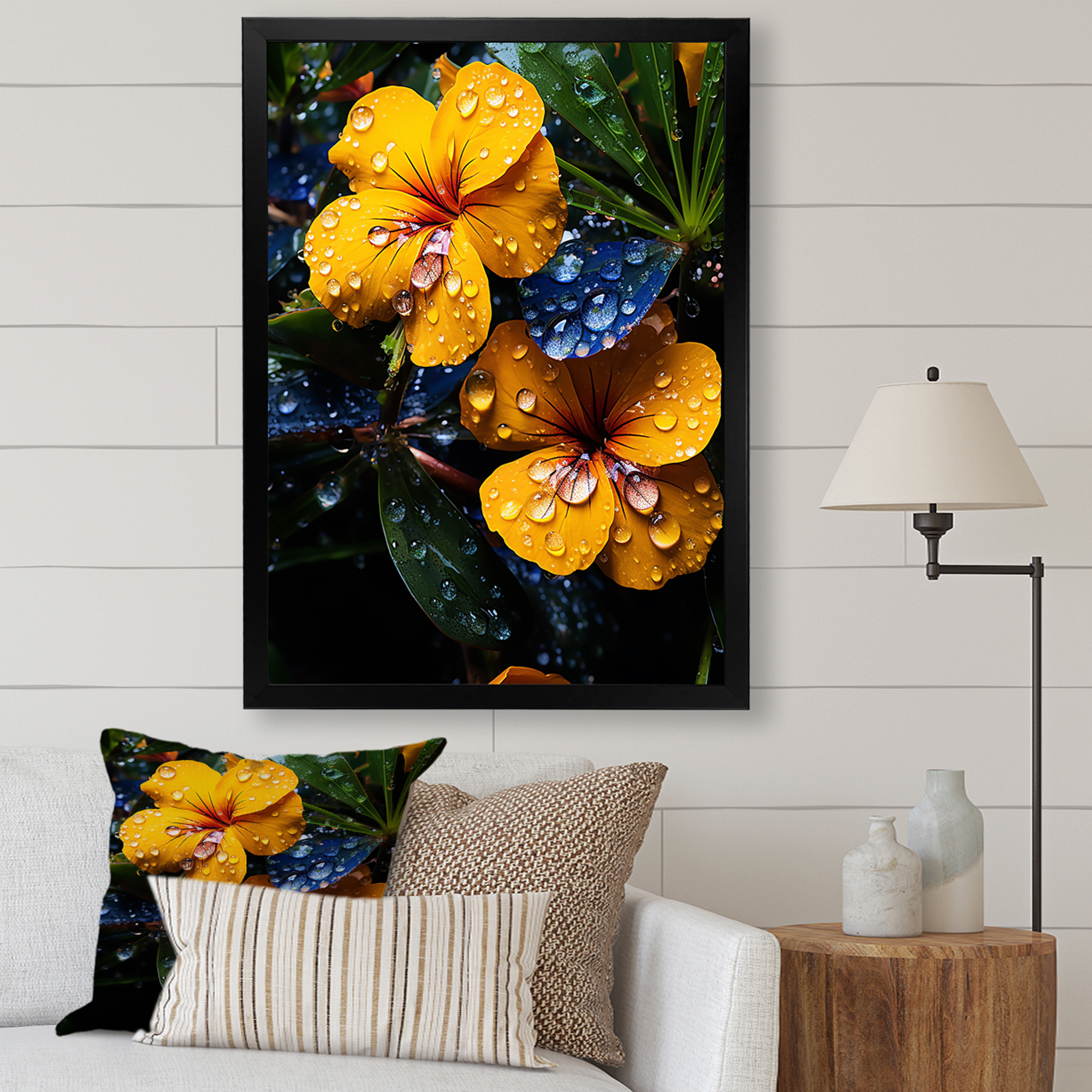 Designart "Morning Glory Jewel in Garden of Yellow and Green I" Floral ...
