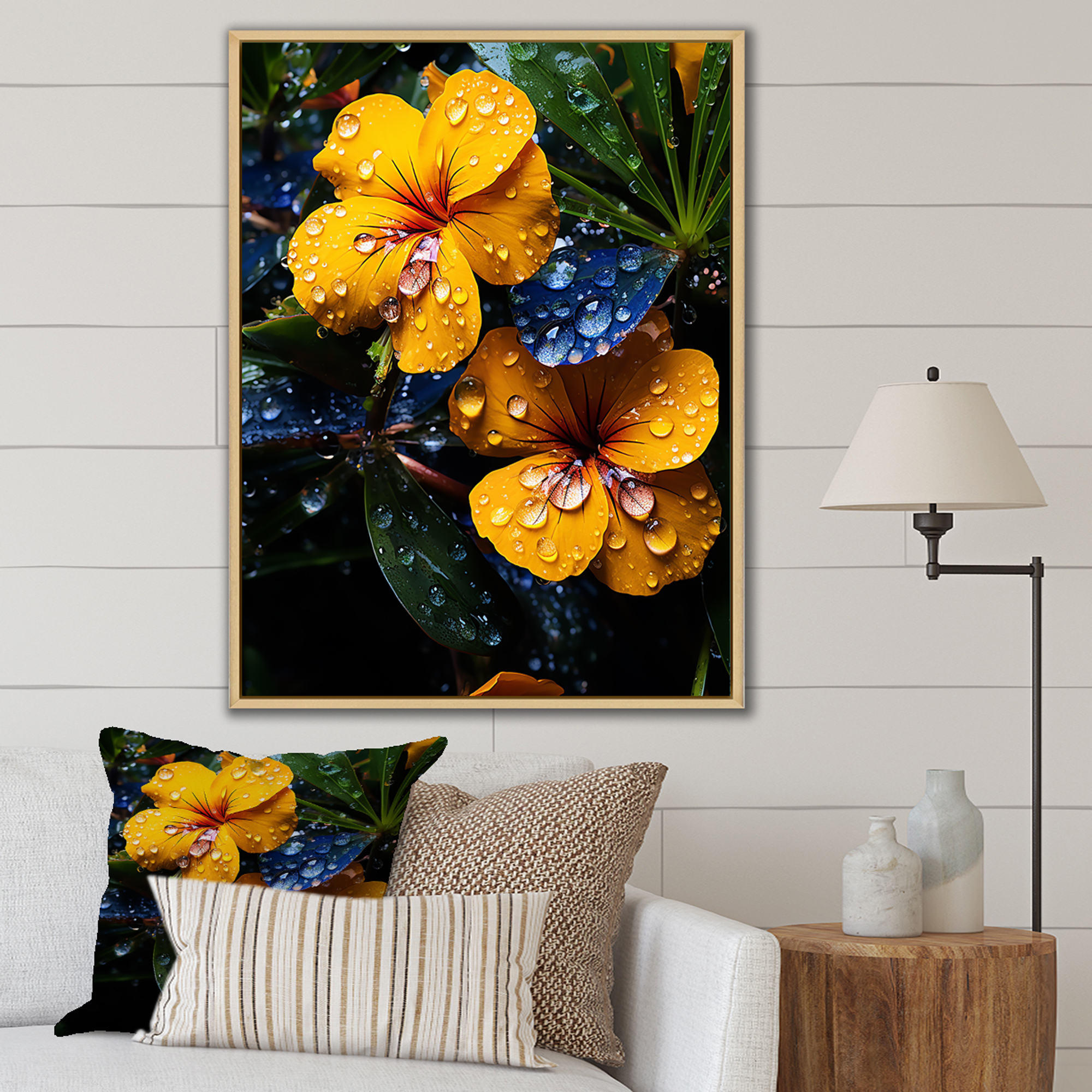 Designart "Morning Glory Jewel in Garden of Yellow and Green I" Floral ...