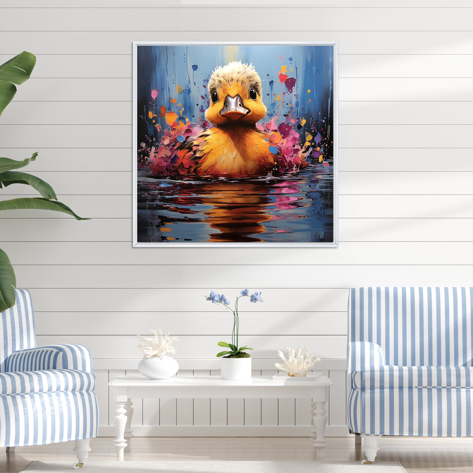 Designart "Morning Quack of Ducklings at the Lake II" Animals Framed ...
