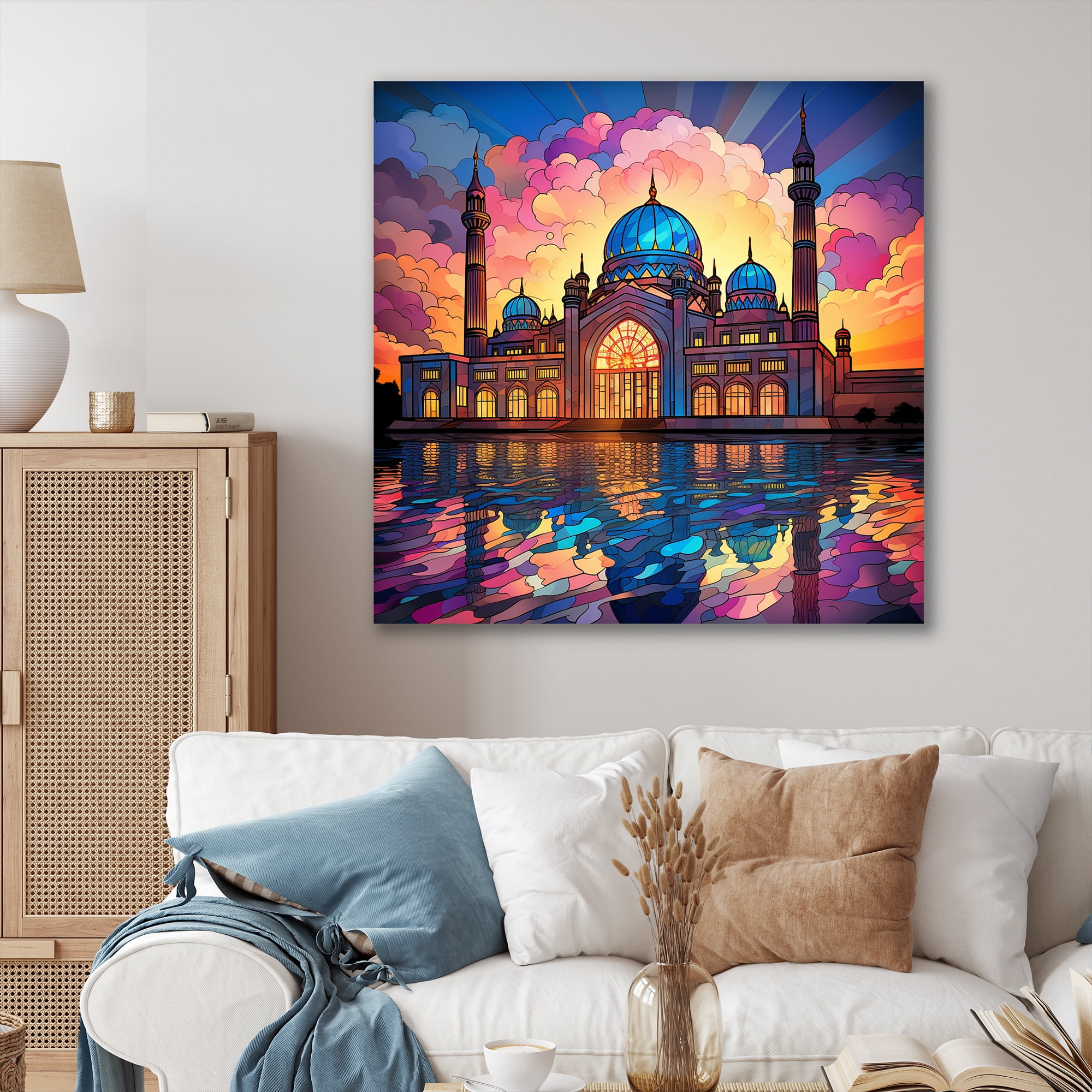 Designart "Mosque in Pink Islam I" Spiritual Wall Art - Global Blue ...