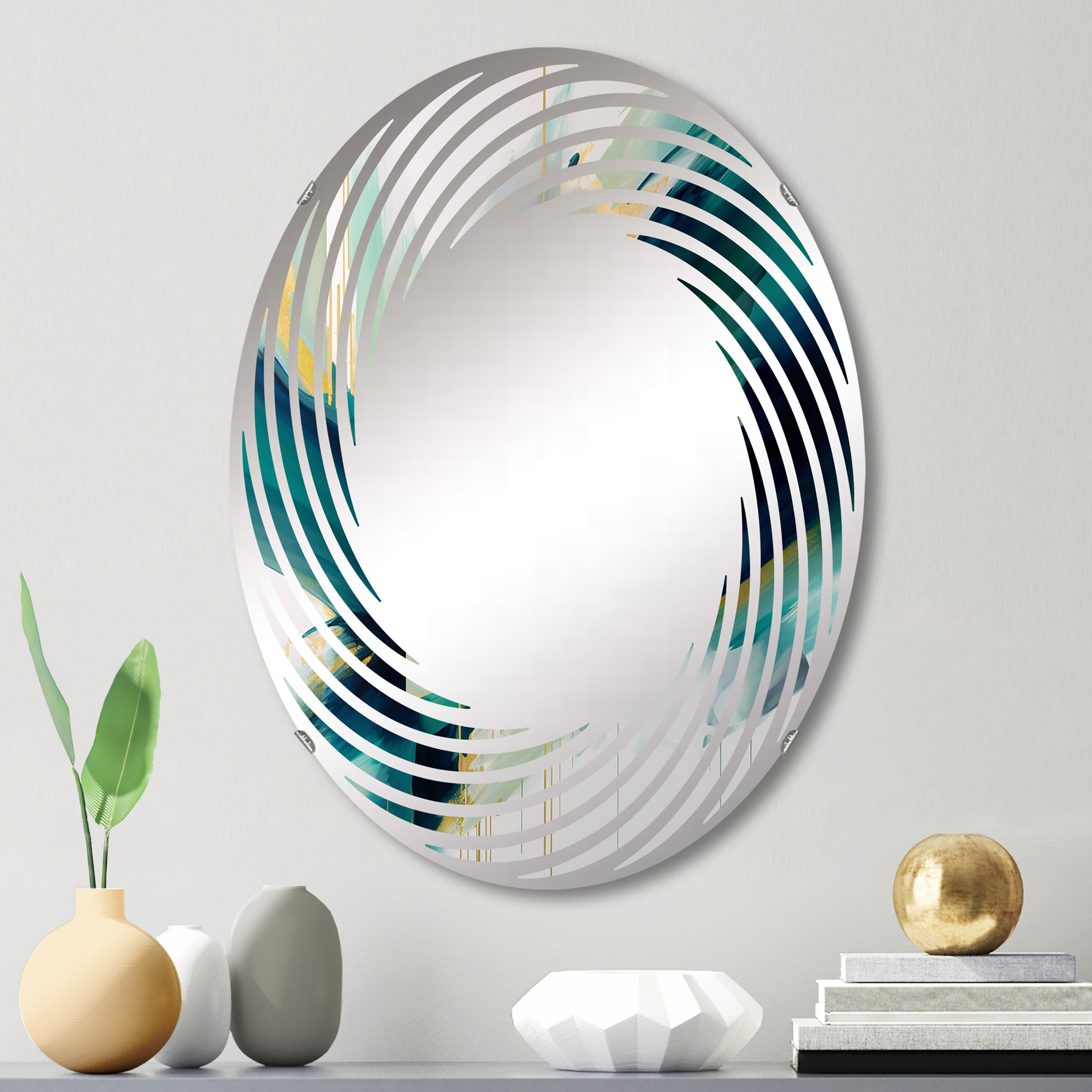 Designart "Motion of Green and Gold in Geometric Design" Modern ...