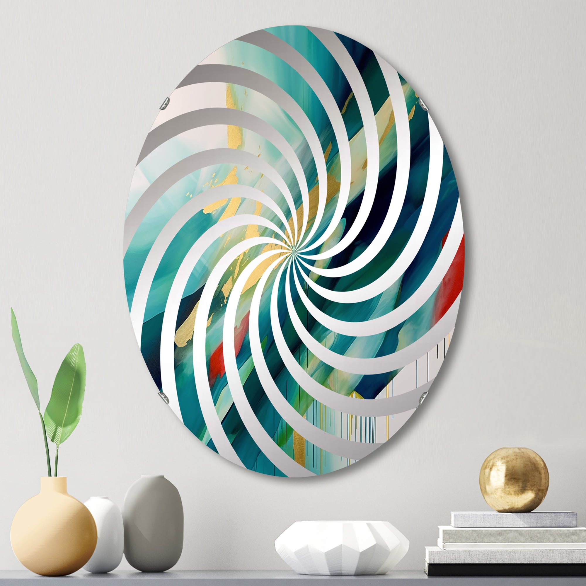 Designart "Motion of Green and Gold in Geometric Design" Modern ...