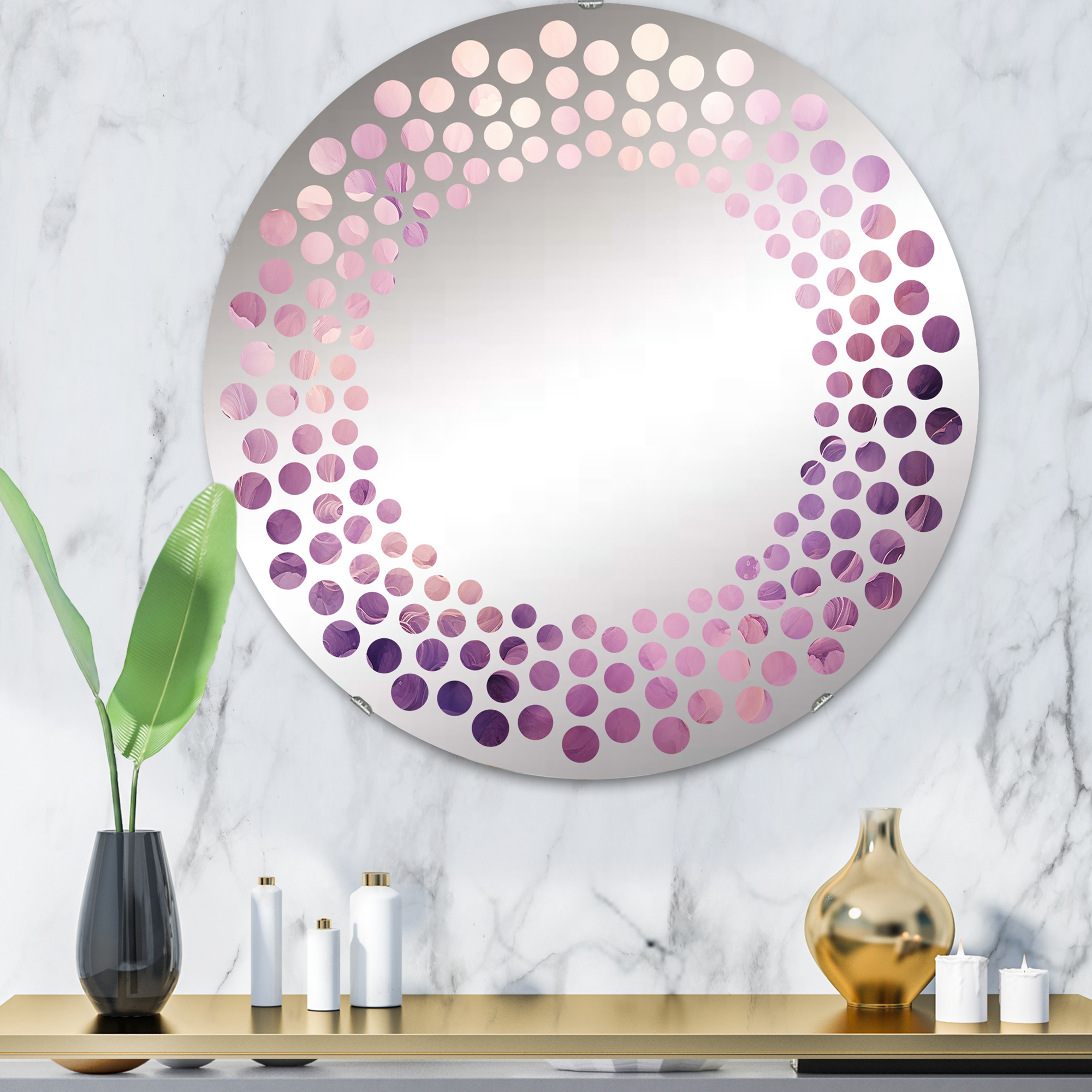 Designart "Mountainous Mauve Tuba Terrain" Abstract Liquid Ink Polka ...