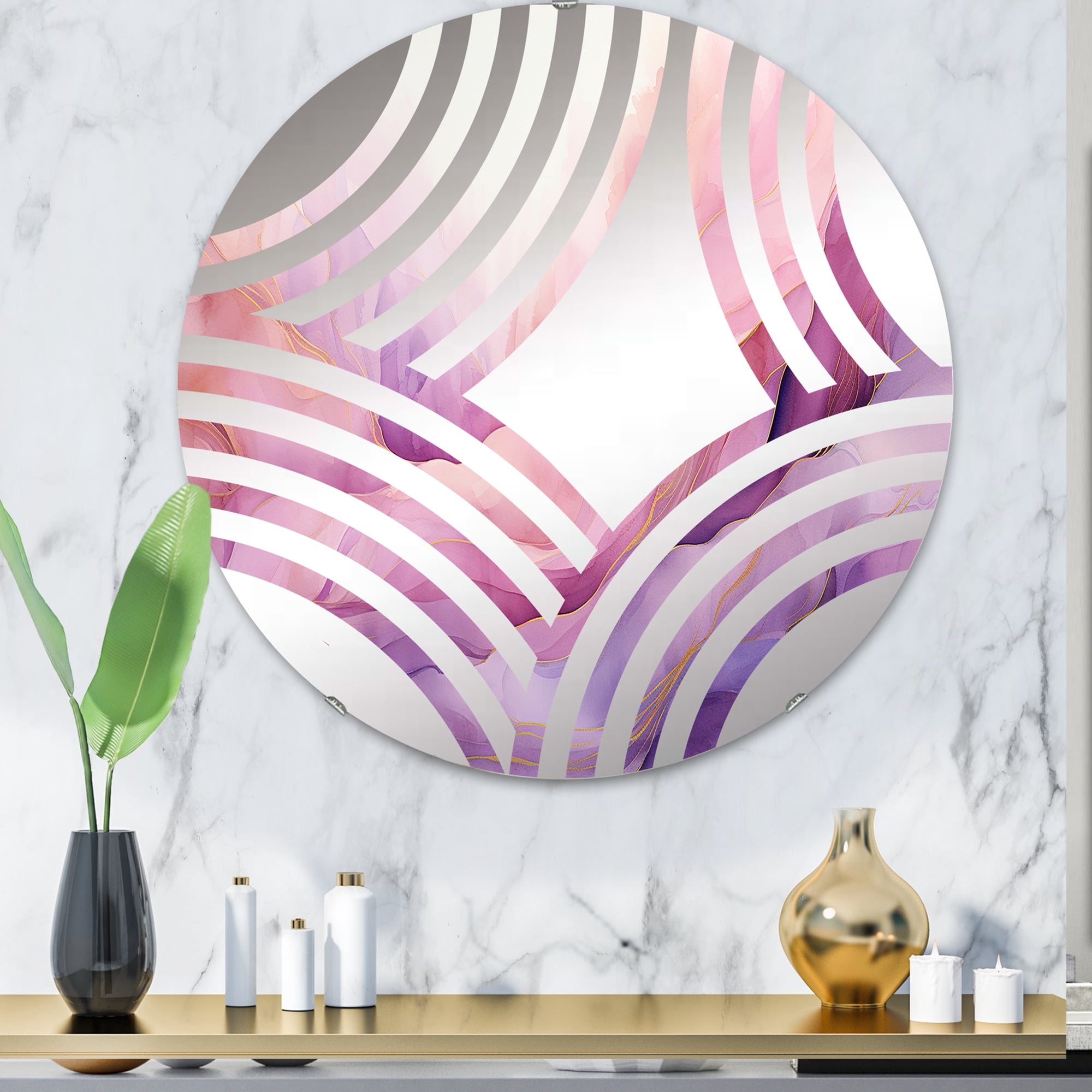 Designart "Mountainous Mauve Tuba Terrain II" Abstract Liquid Ink ...