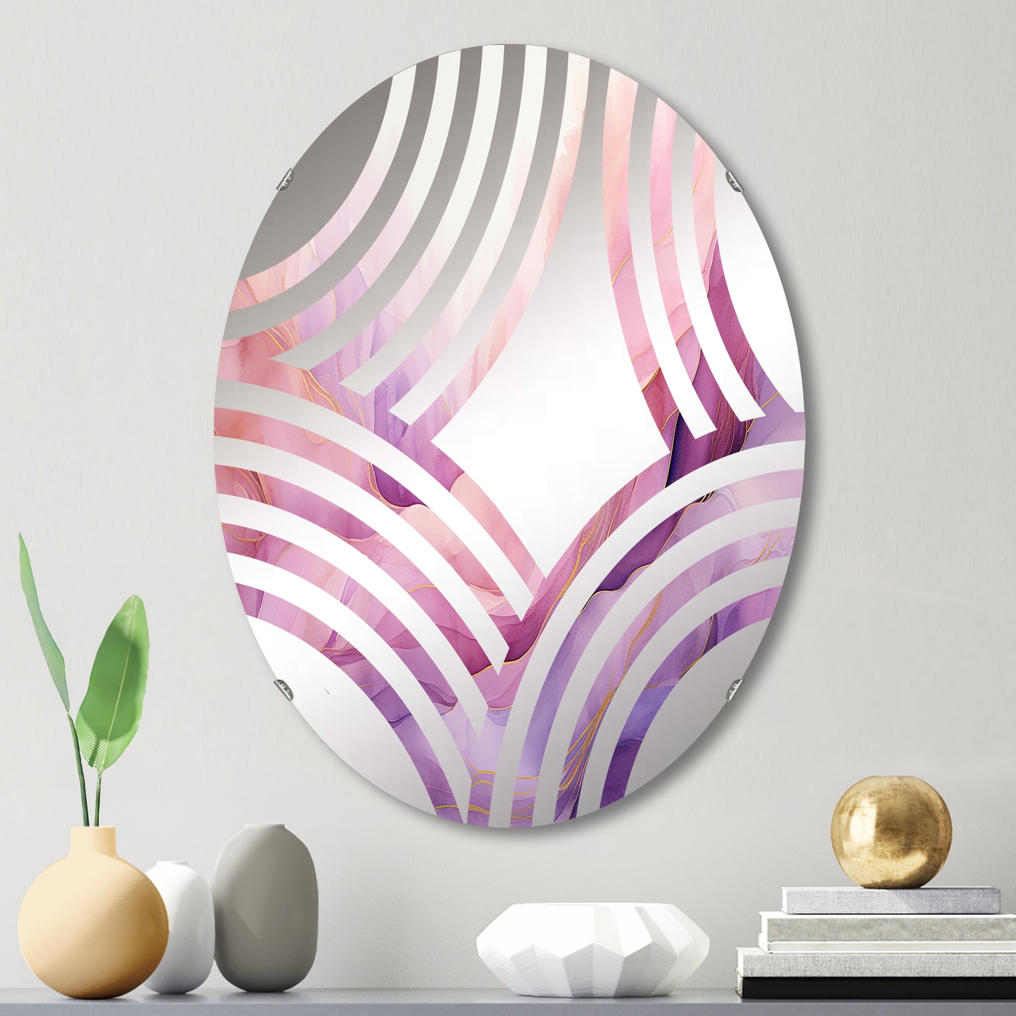 Designart "Mountainous Mauve Tuba Terrain II" Abstract Liquid Ink ...