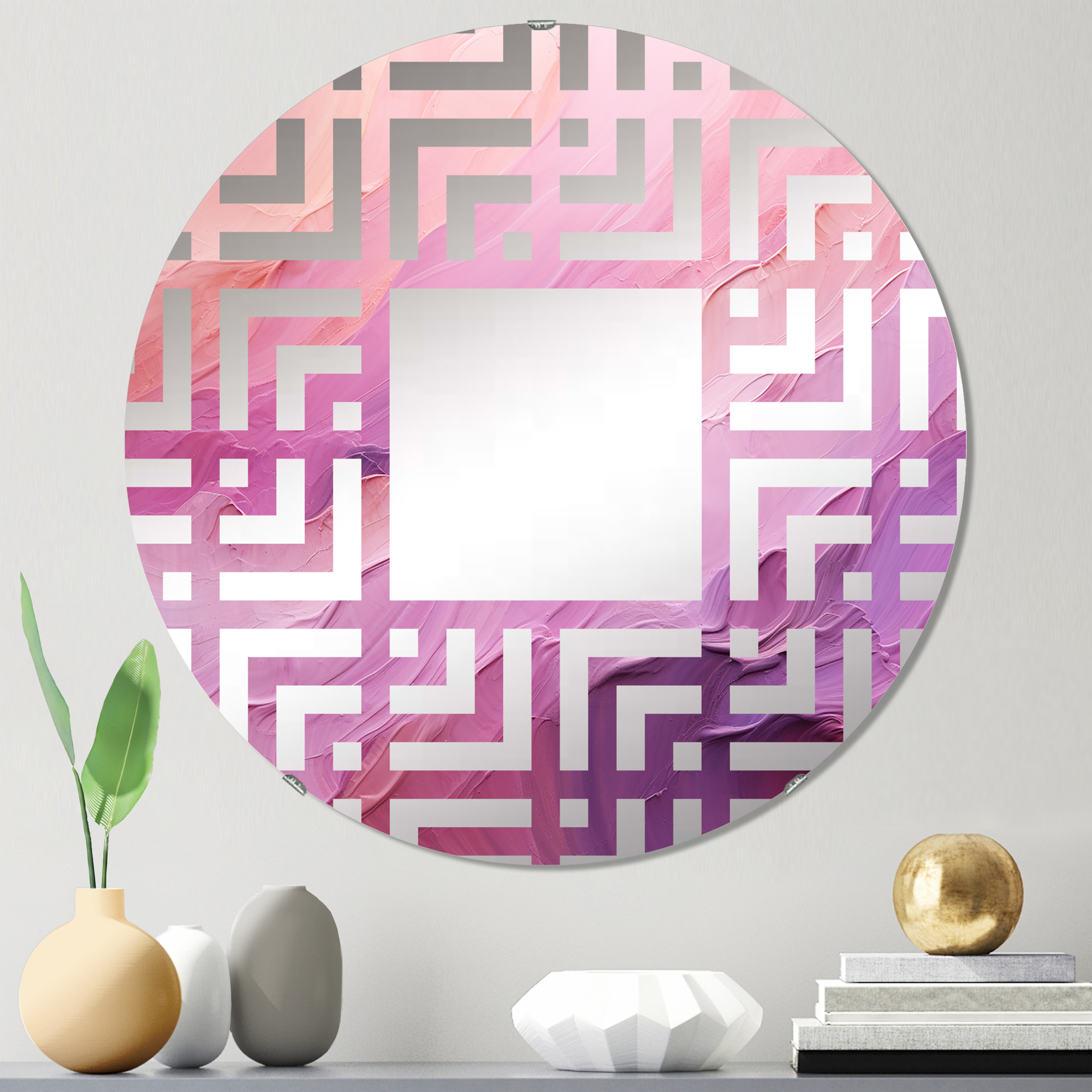 Designart "Mountainous Mauve Tuba Terrain III" Abstract Liquid Ink Maze ...