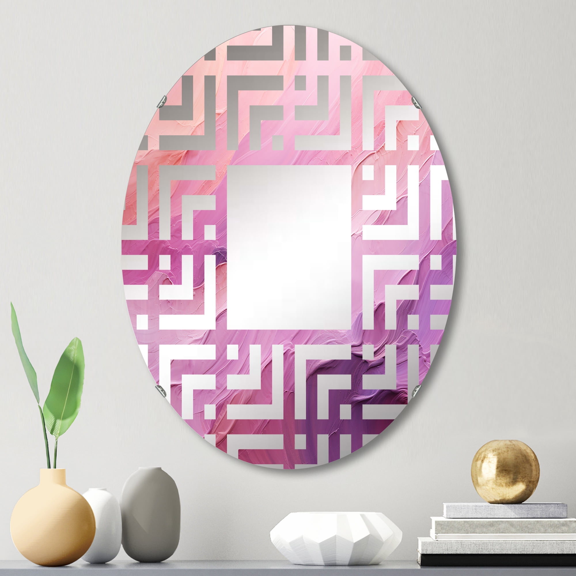 Designart "Mountainous Mauve Tuba Terrain III" Abstract Liquid Ink Maze ...