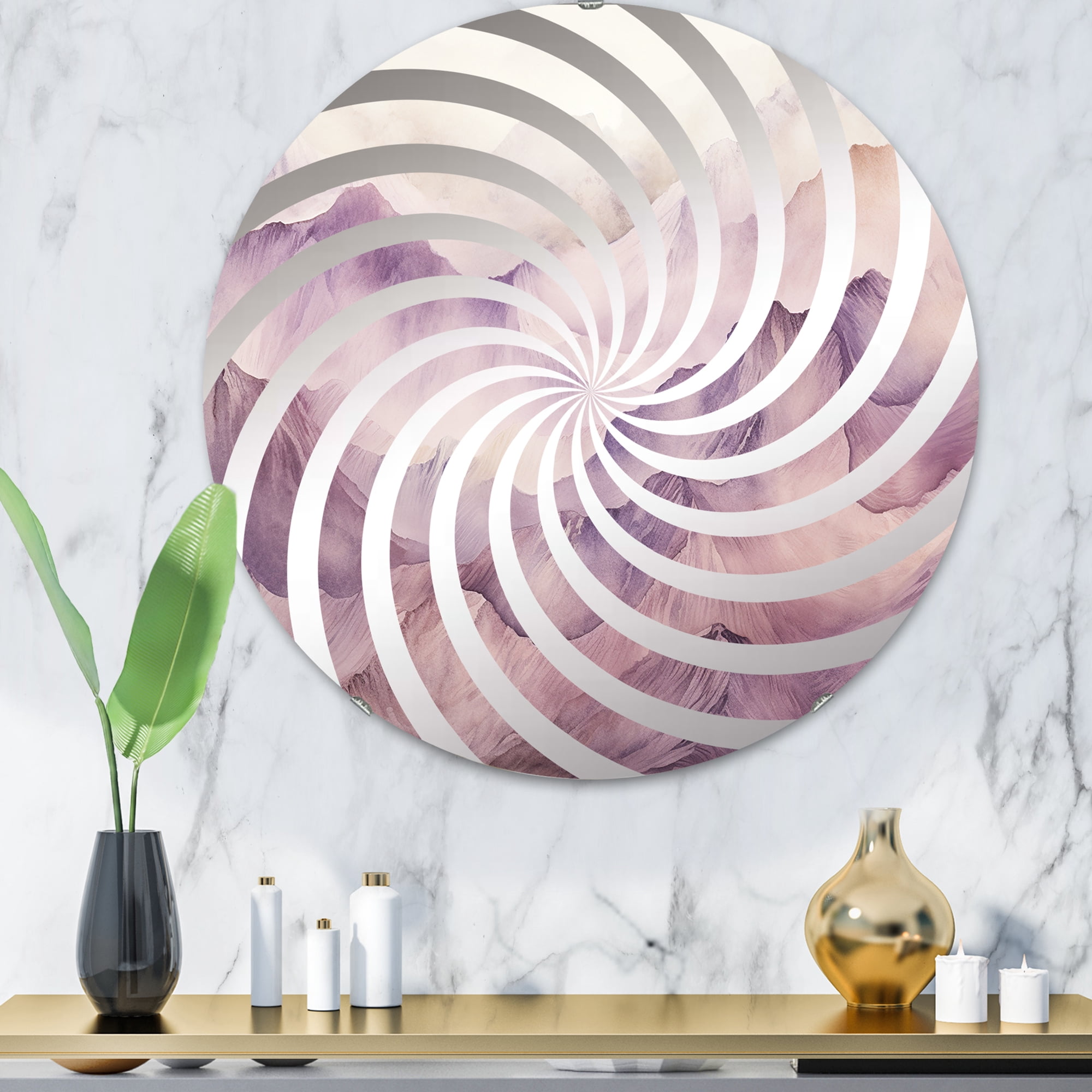 Designart "Mountainous Mauve Tuba Terrain V" Abstract Liquid Ink Vortex ...