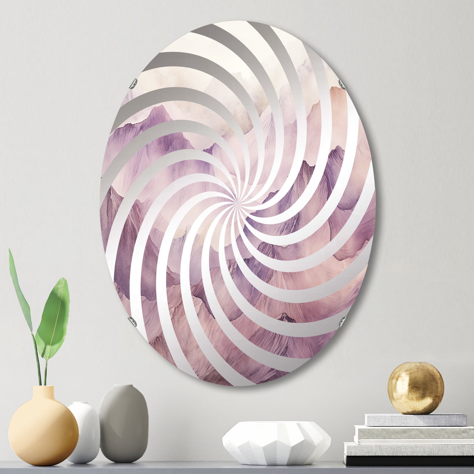 Designart "Mountainous Mauve Tuba Terrain V" Abstract Liquid Ink Vortex ...