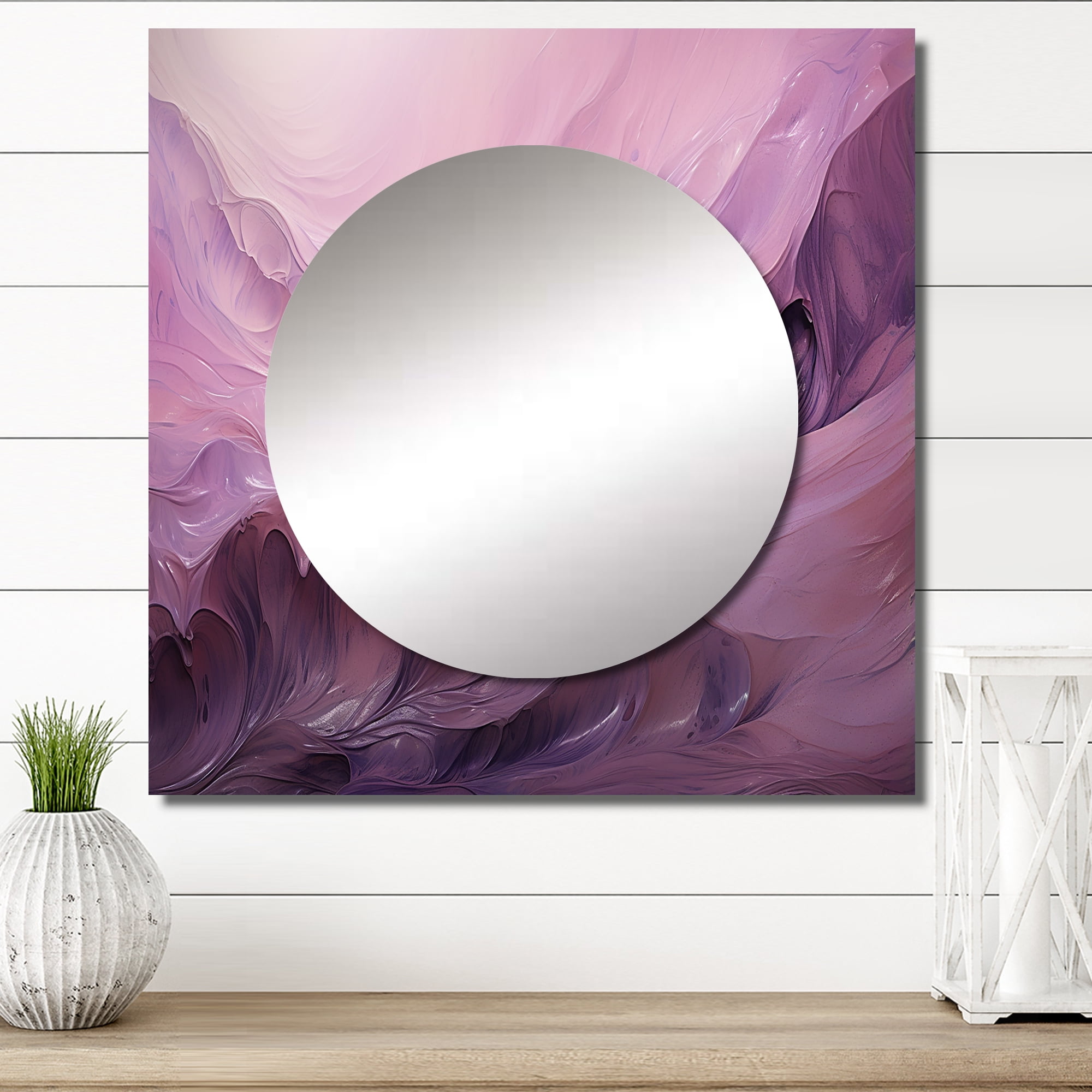 Designart "Mountainous Mauve Tuba Terrain VI" Abstract Liquid ink ...