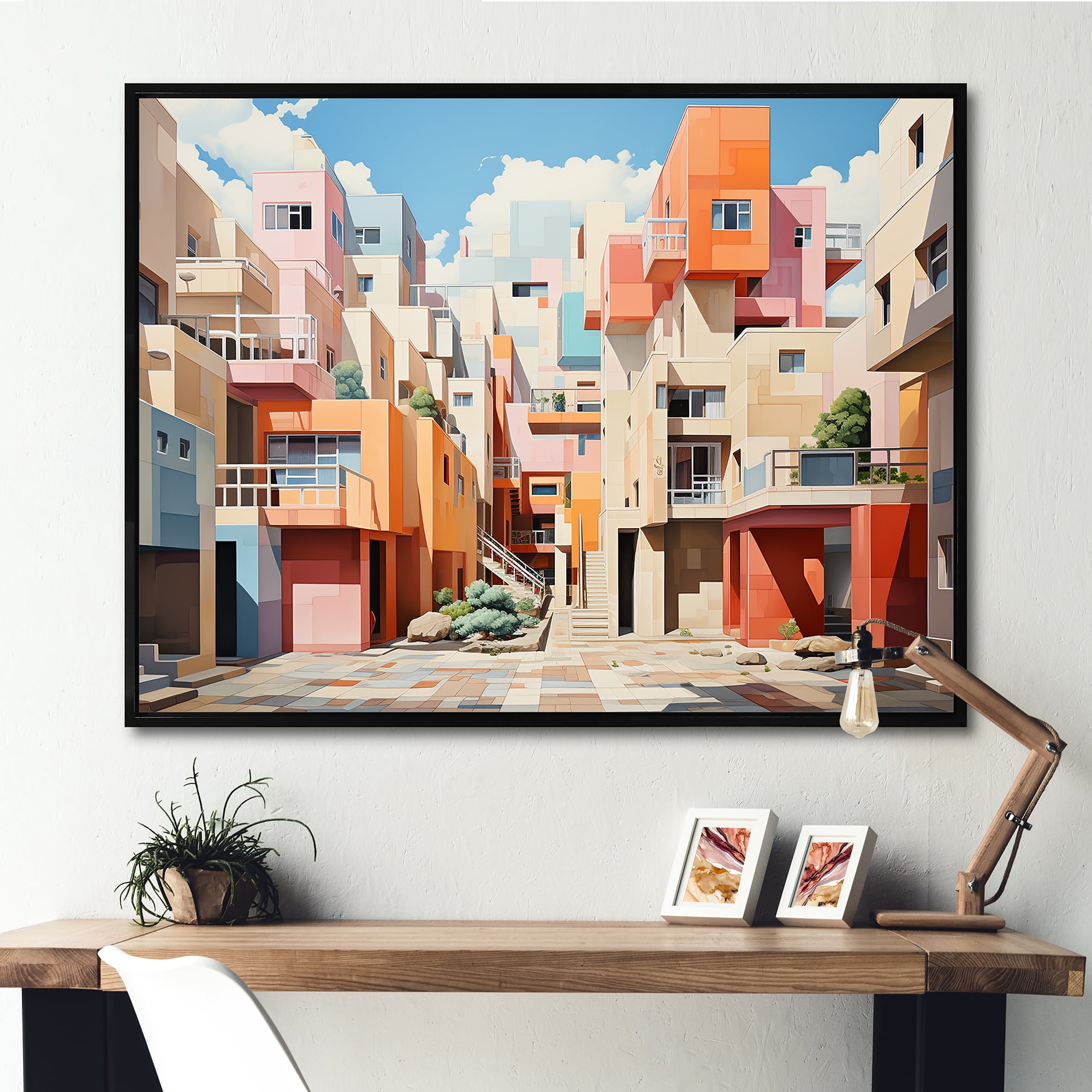 Designart "Multicolor Cubic College Building In Minimalism I" College ...