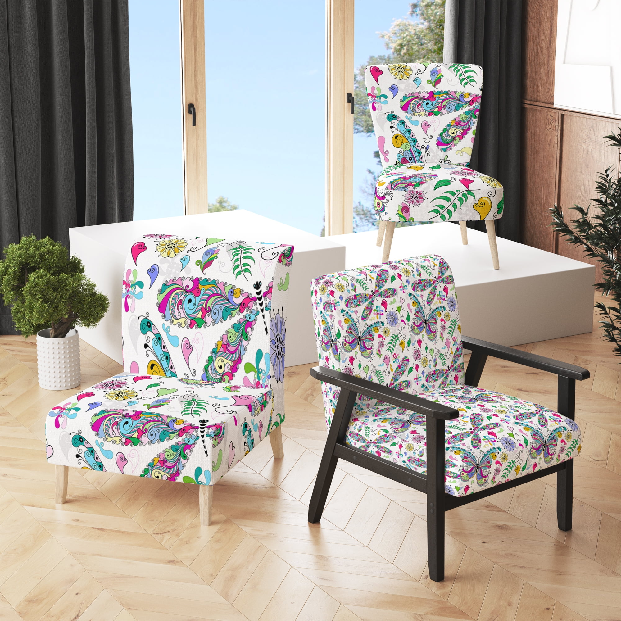 Designart "Multicolor Floral Paisley" Upholstered Patterned Accent ...