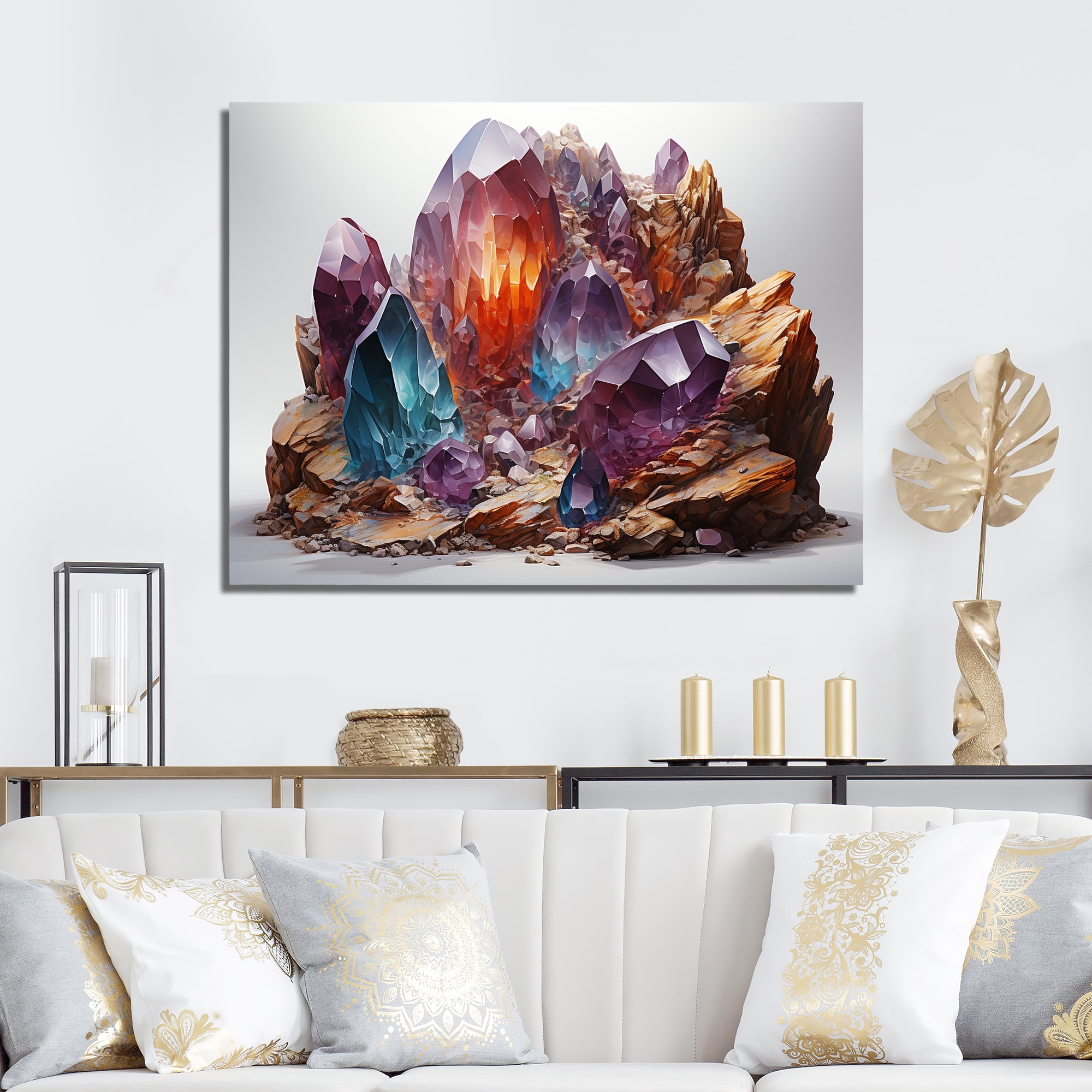 Designart "Multicolor Geode Vista" Stone Geode Wall Art Living Room ...