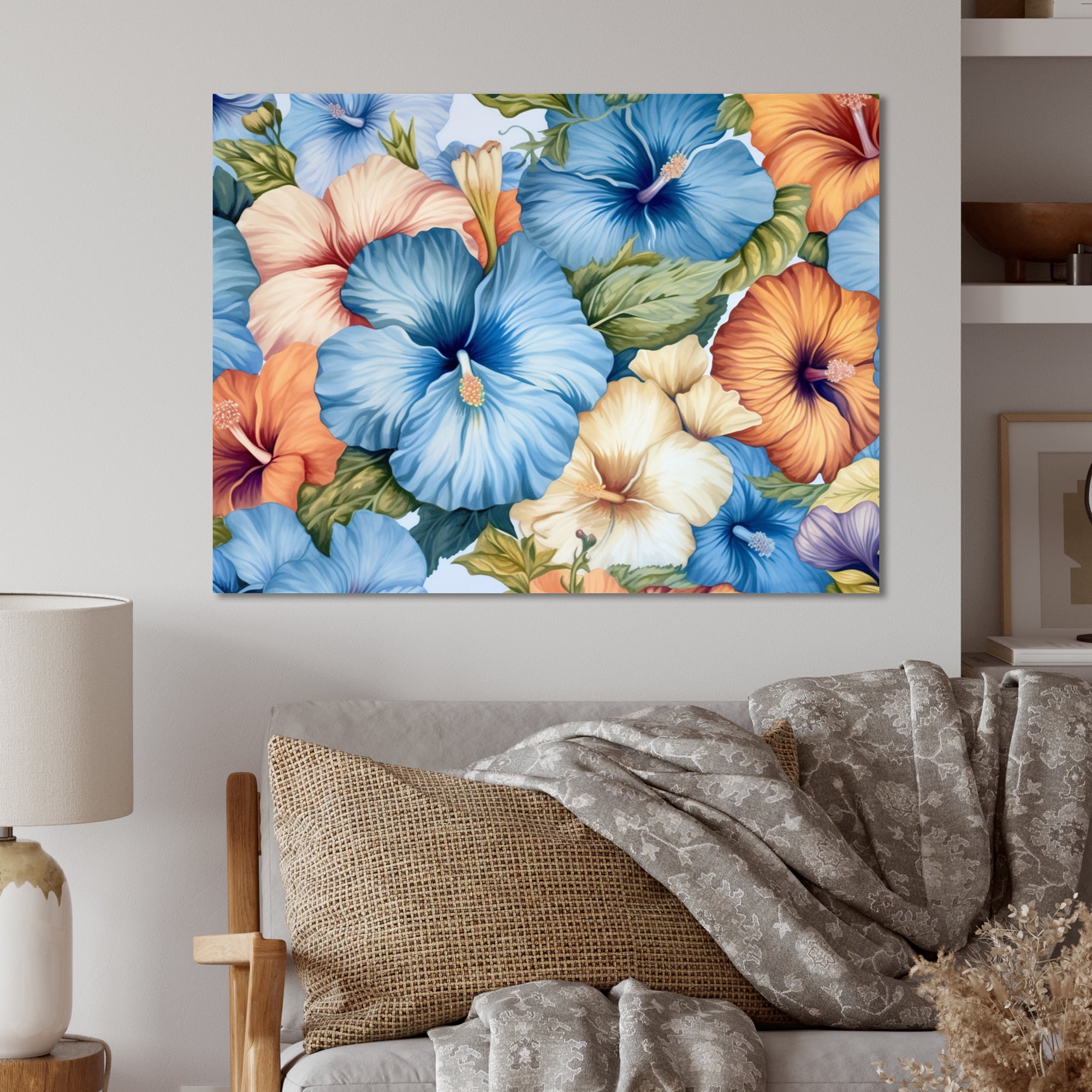 Designart "Multicolor Hibiscus Tropical Harmony Flowers Vibrant Oasis ...