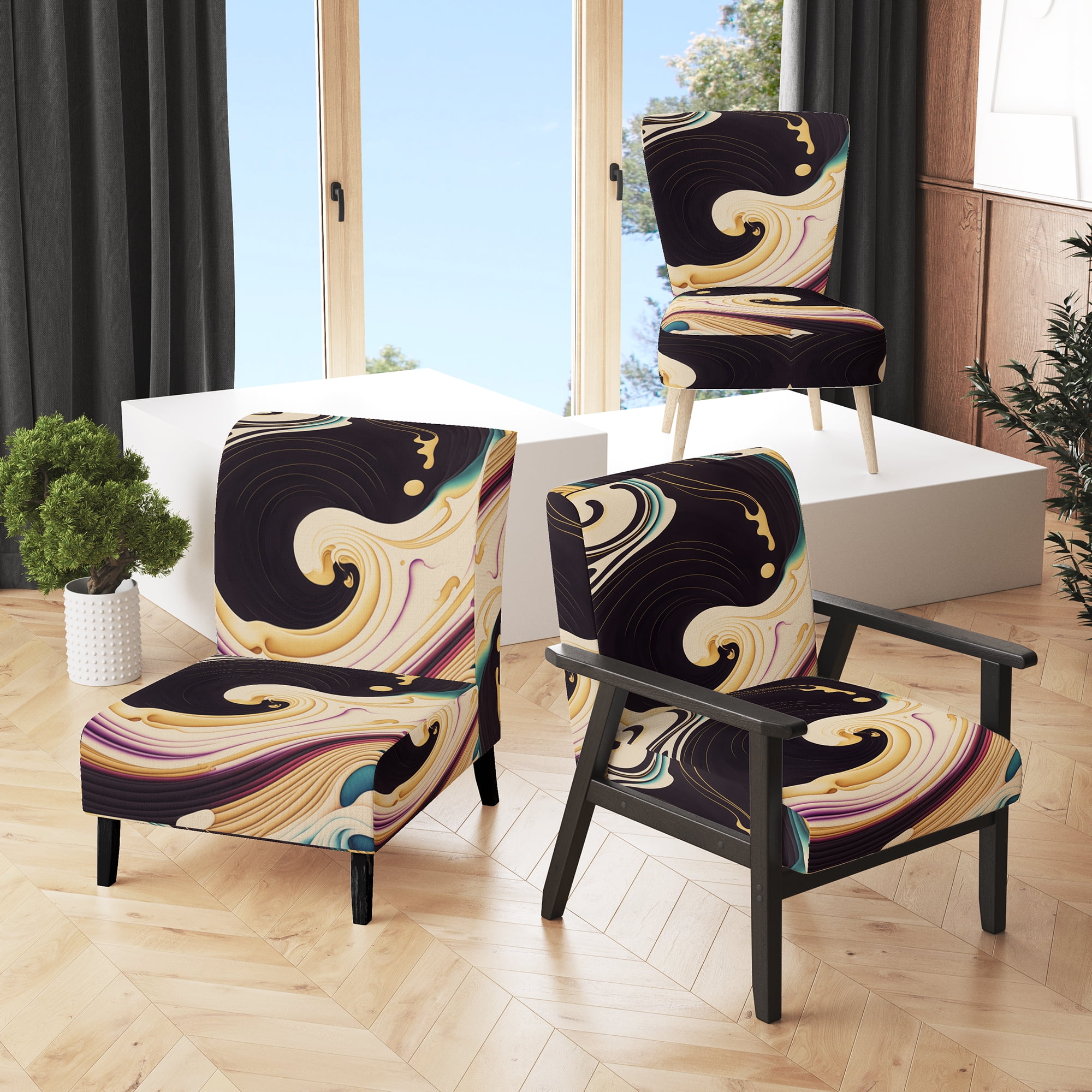 Designart "Multicolor Spiral Pattern" Upholstered Modern & Contemporary ...