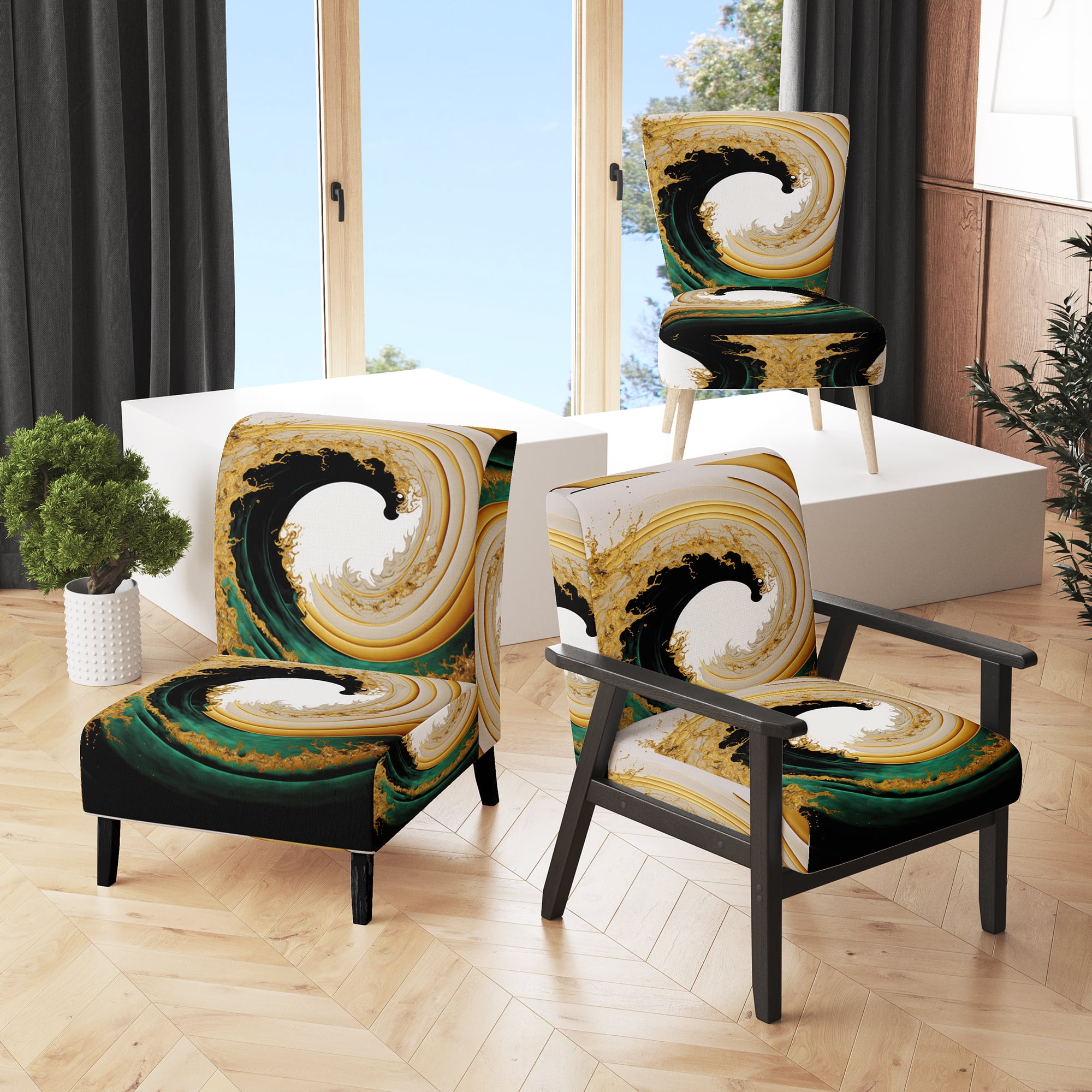 Designart "Multicolor Spiral Pattern" Upholstered Modern & Contemporary ...