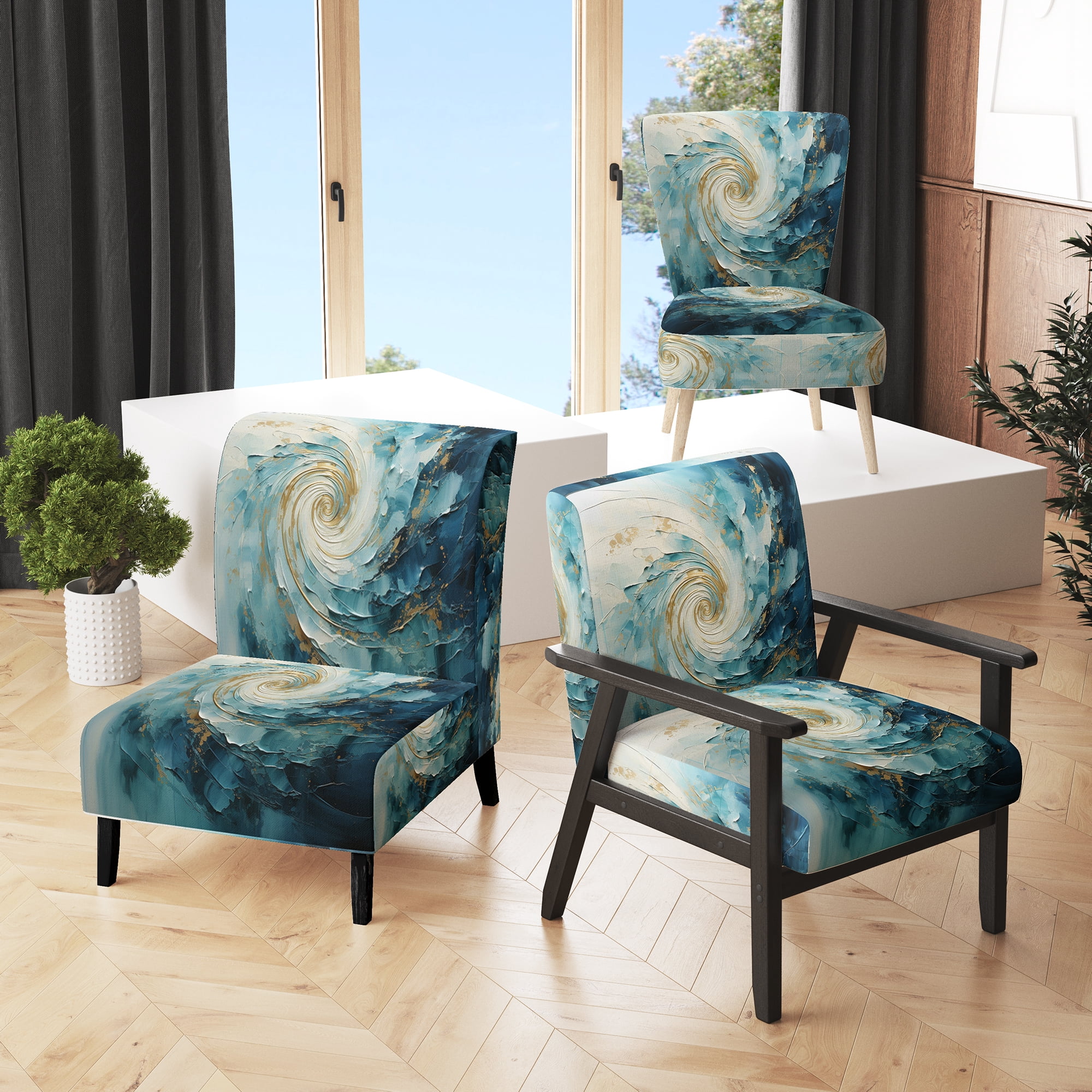Designart "Multicolor Spiral Pattern" Upholstered Modern & Contemporary ...