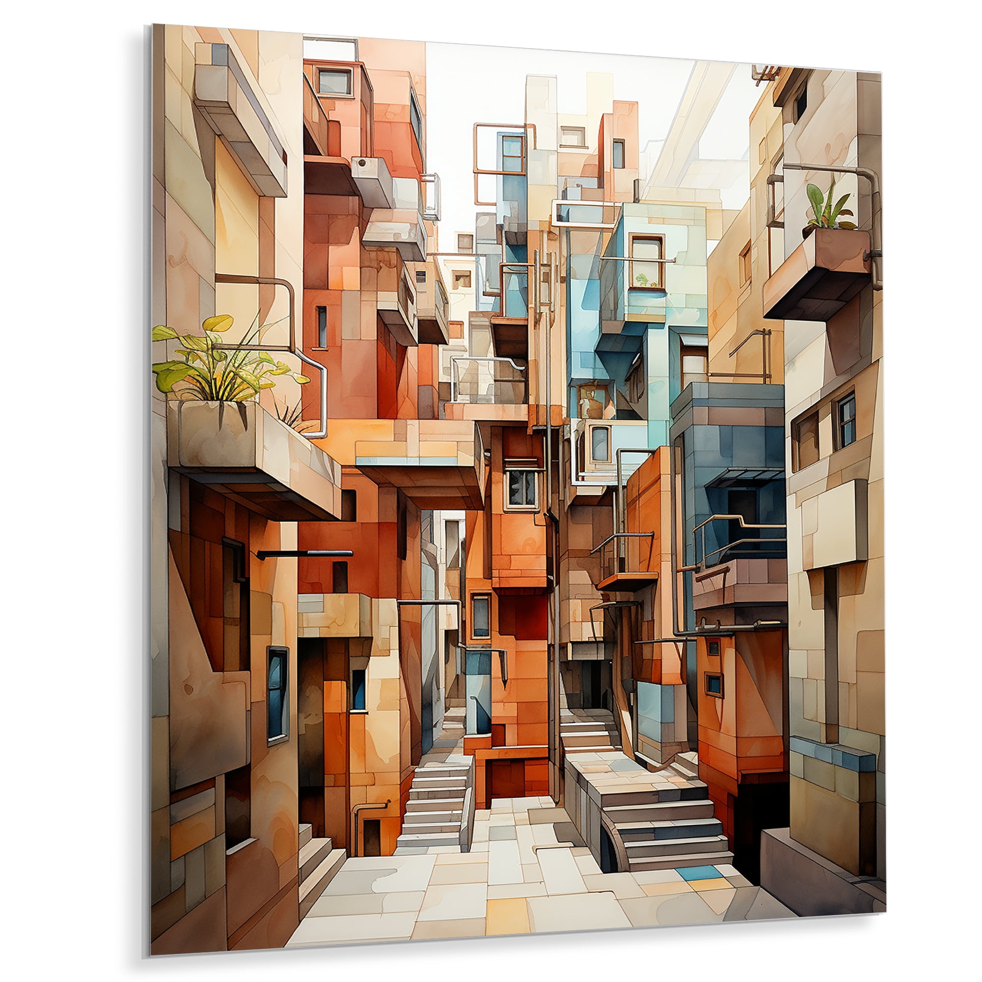 Designart "Multidimensional Cubist Art I" Cubism Metal Wall Art Prints ...