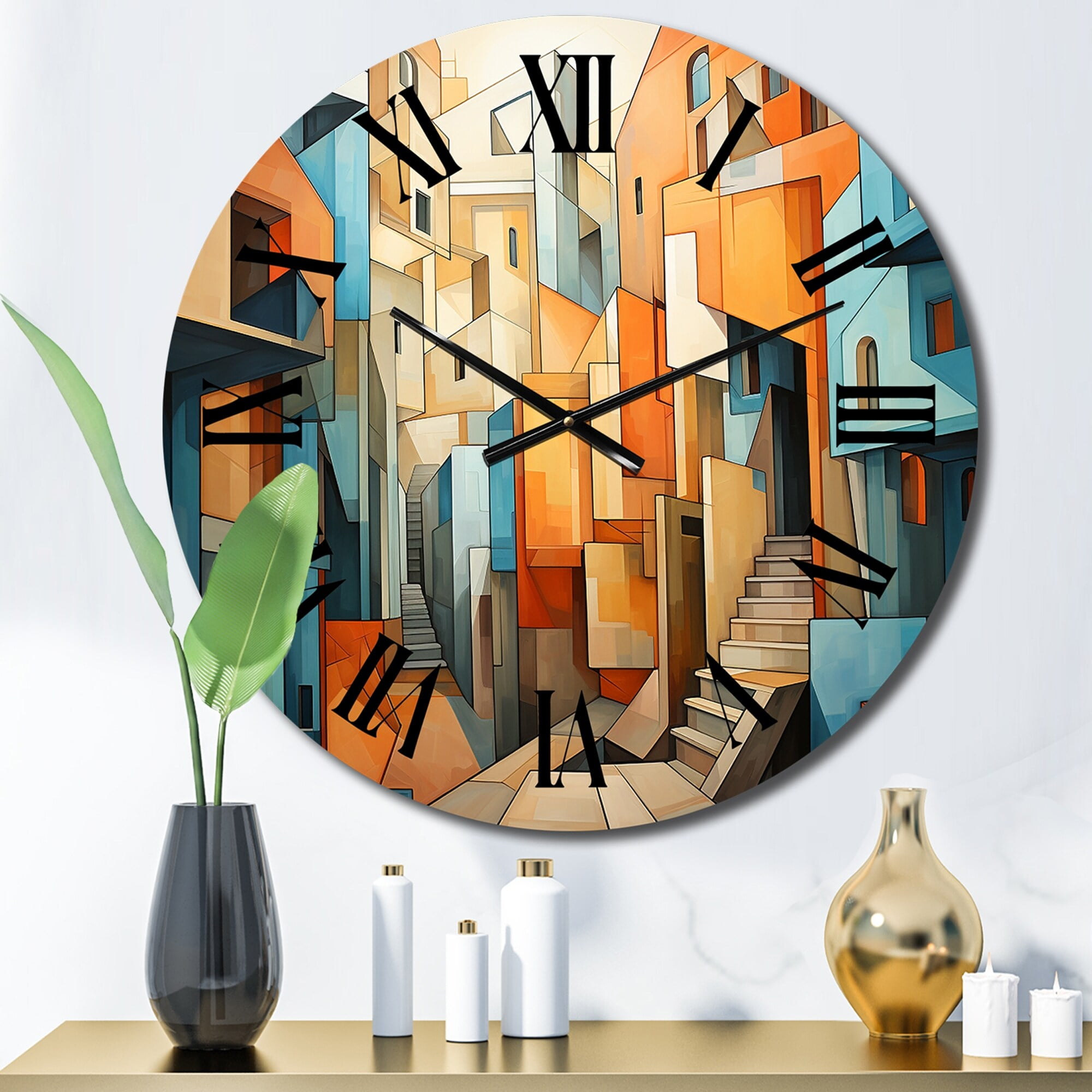 Designart "Multidimensional Cubist Art V" Landscapes Oversized Wall ...