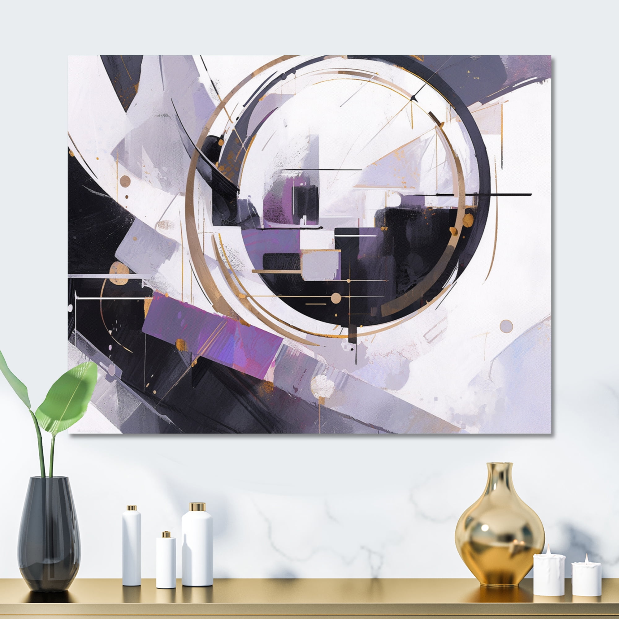 Designart "Multifaceted Whirls Purple Black Vision" Cubism Metal Art ...