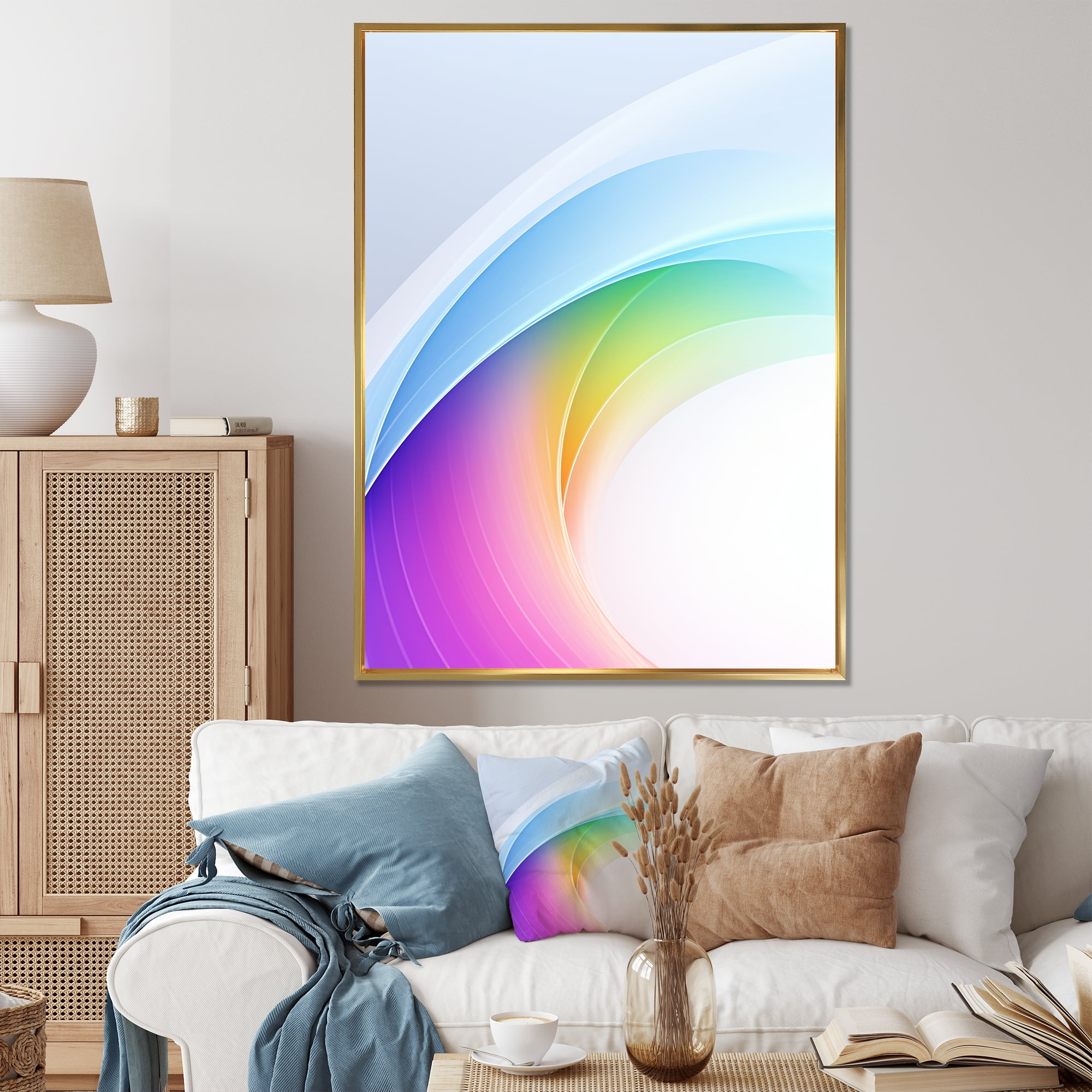 Designart "Murmuring Colorful Hues" Abstract Shapes Floater Framed ...