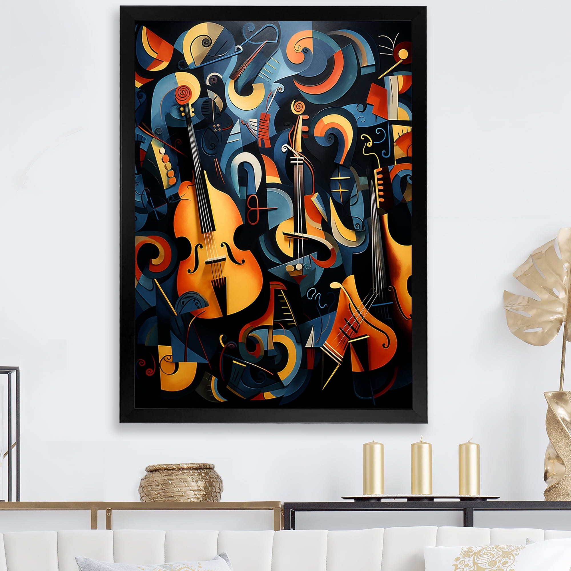 Designart "Music of Harlem in Pastel Blue" People Framed Wall Art ...