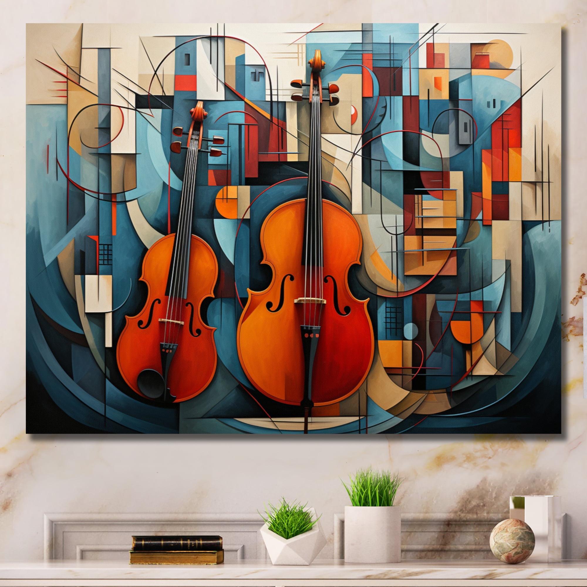 Designart "Musical Forms in Cubism I" Cubism Canvas Art Print - Walmart.com