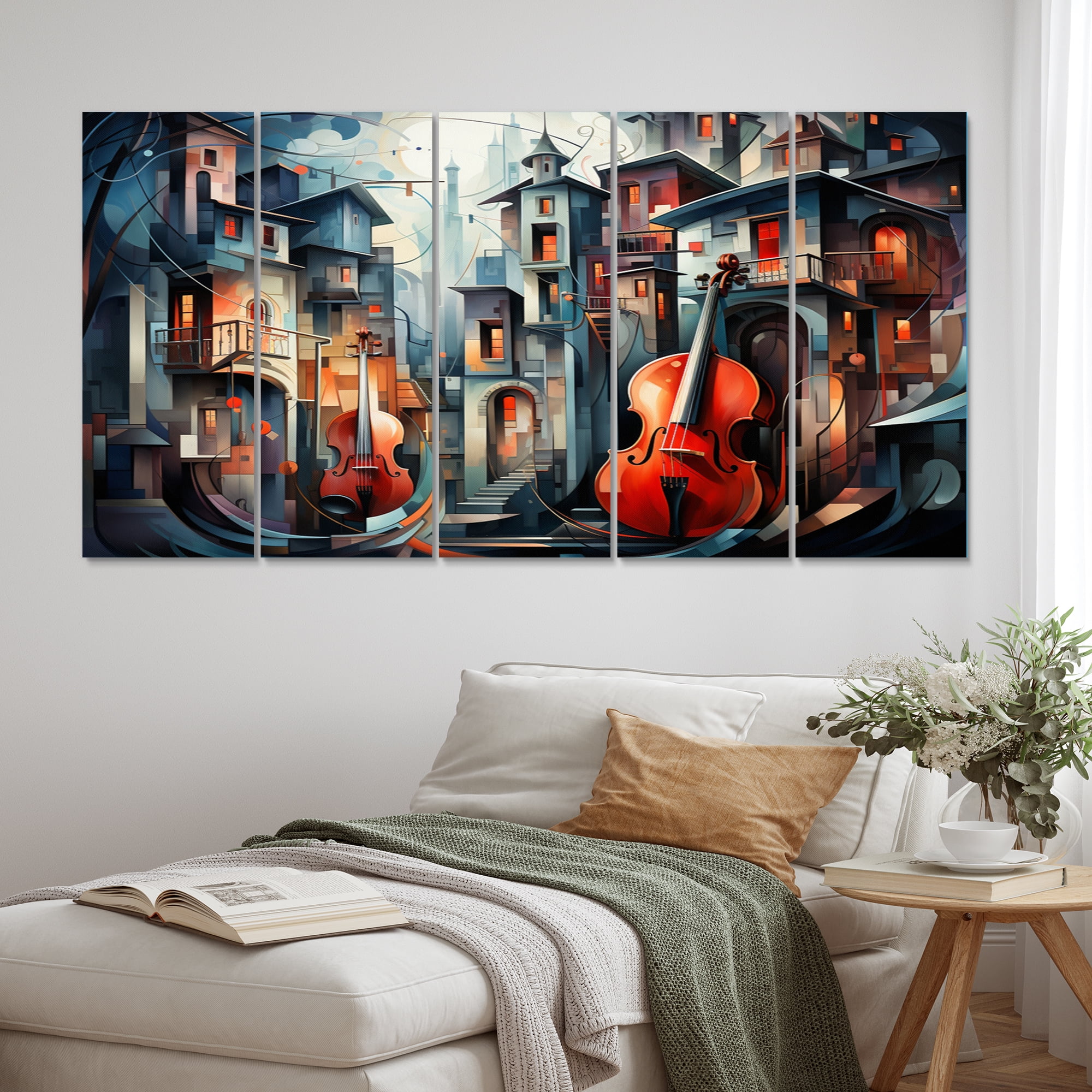Designart "Musical Forms in Cubism II" Cubism Metal Wall Décor Set ...