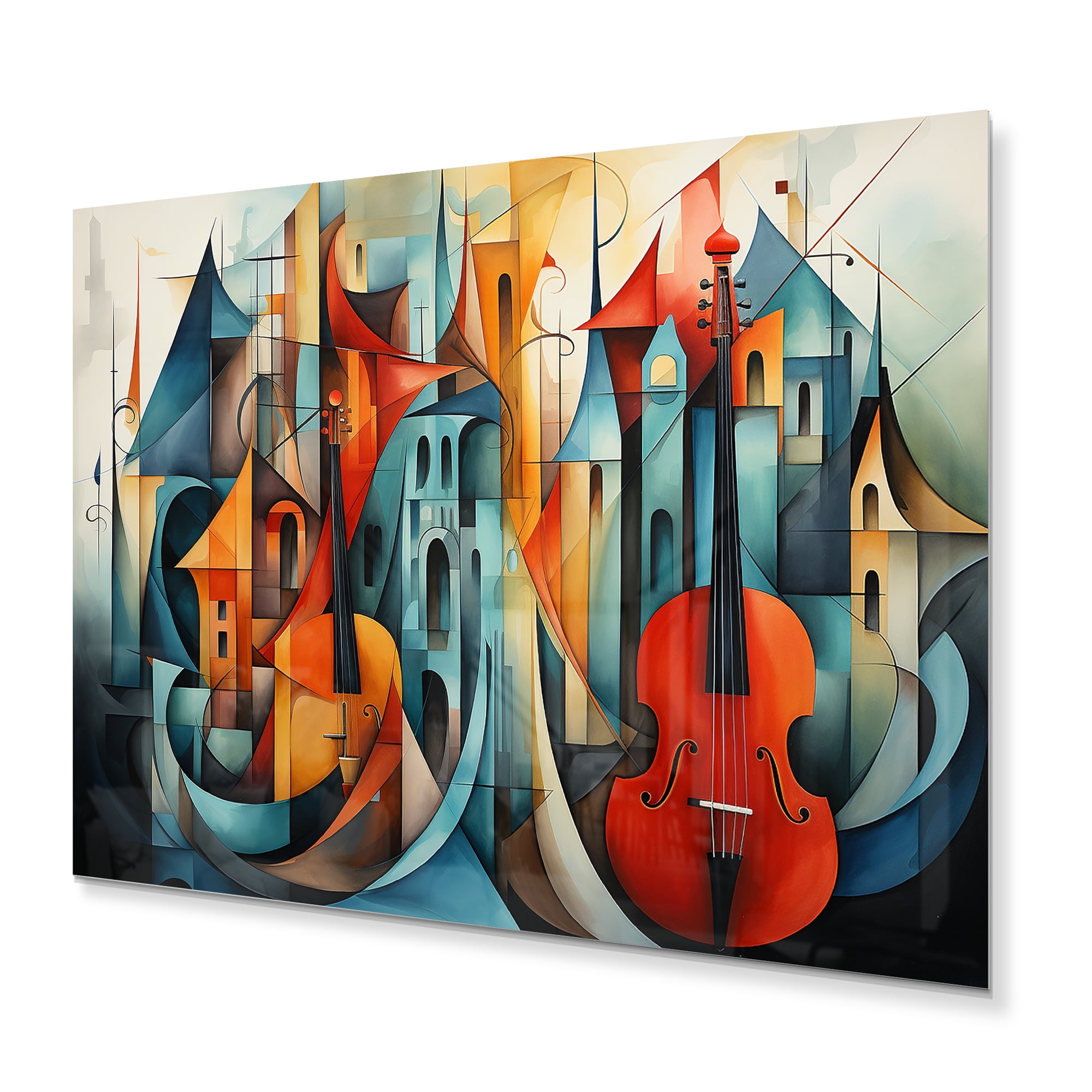 Designart "Musical Forms in Cubism III" Cubism Metal Art Print ...