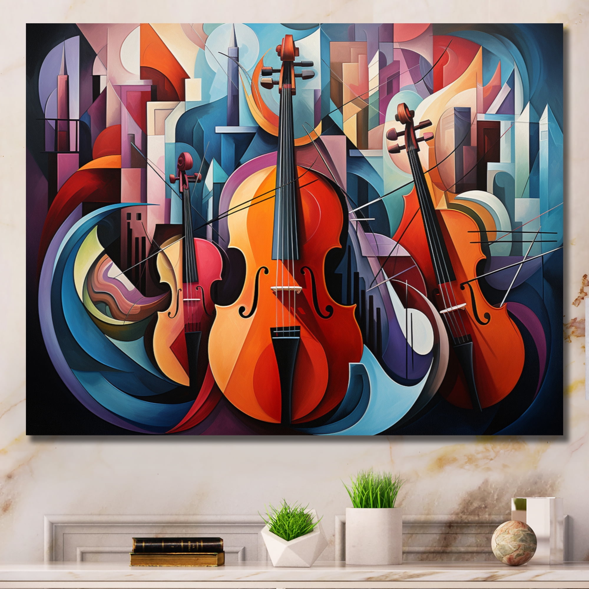 Designart "Musical Forms in Cubism IV" Cubism Canvas Wall Art - Walmart.com