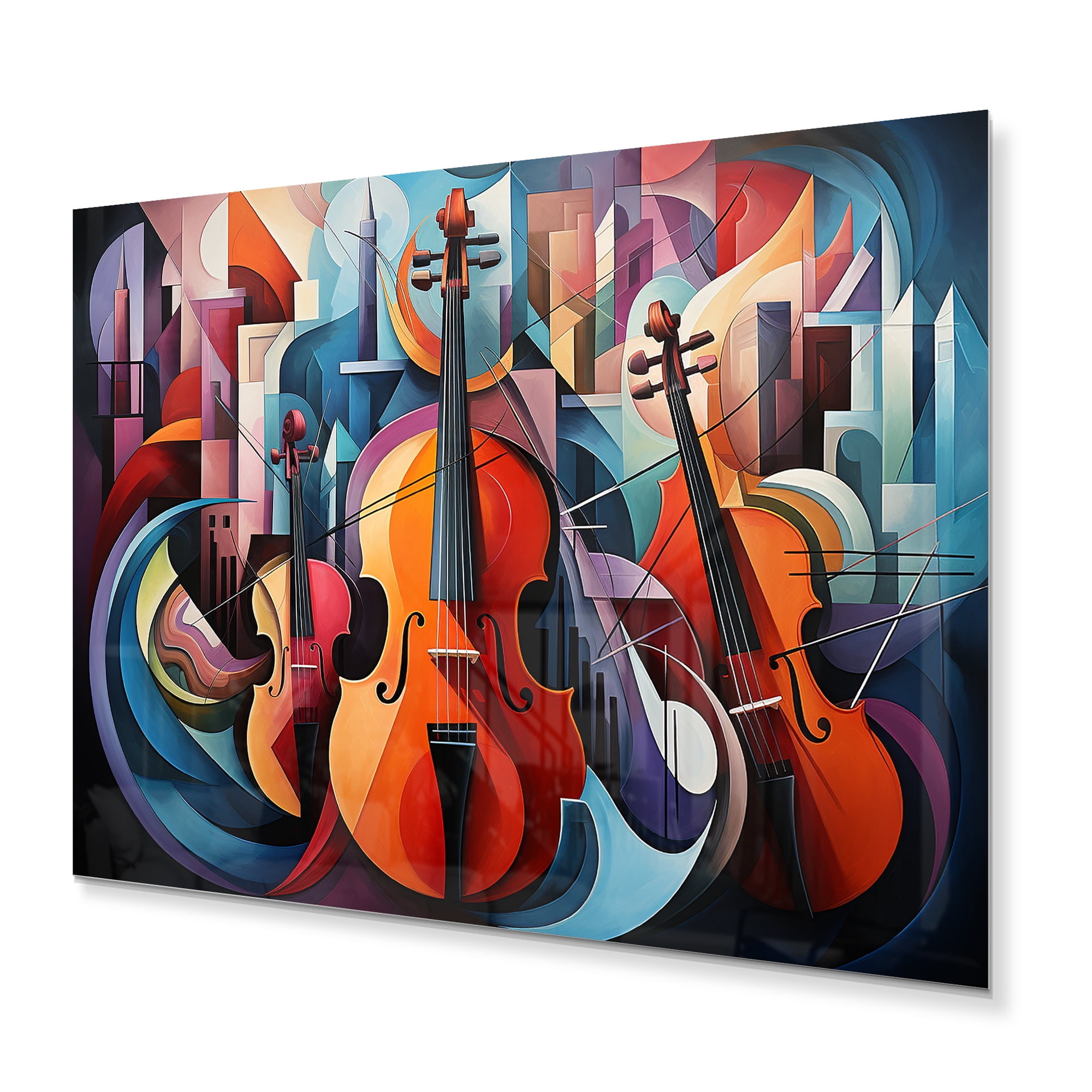 Designart "Musical Forms in Cubism IV" Cubism Metal Art Living Room ...