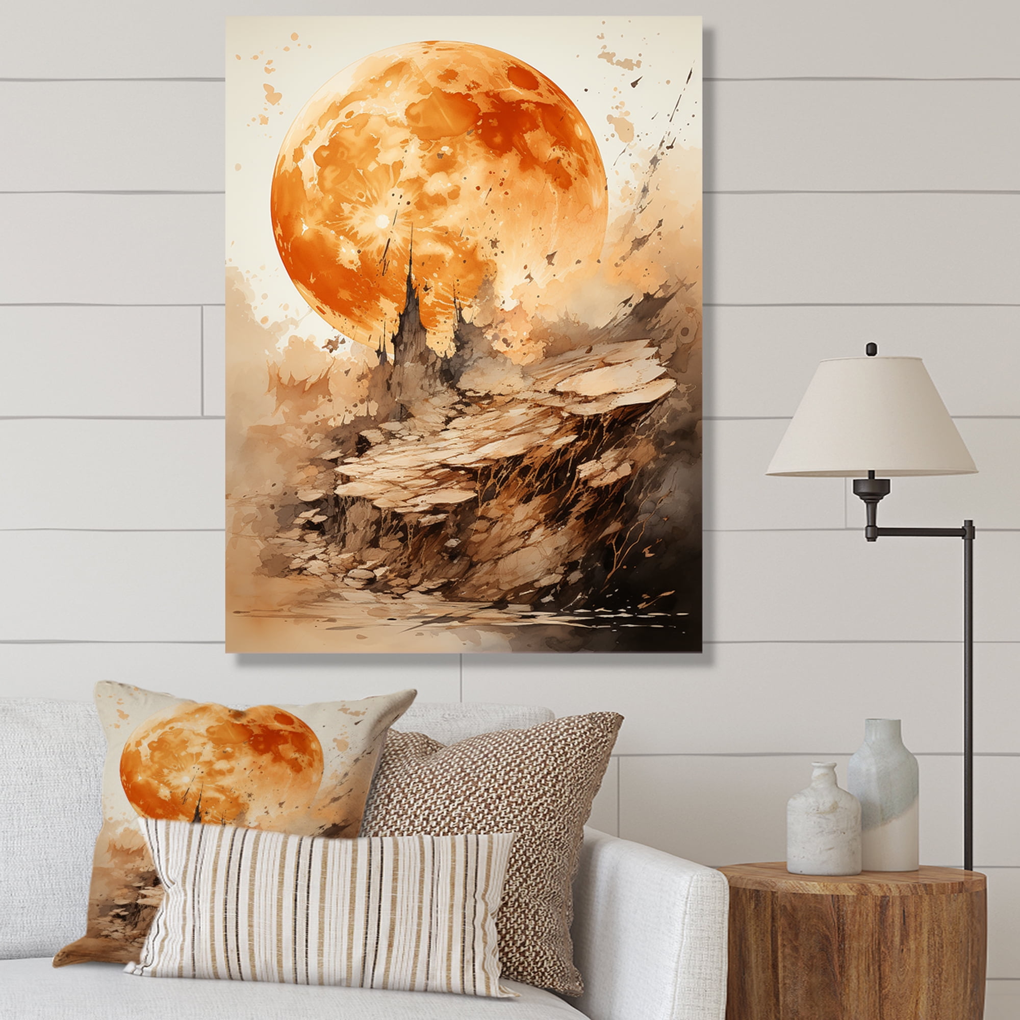 Designart "Myesterious Palnet With modern Mountain" Space Planet Wall ...