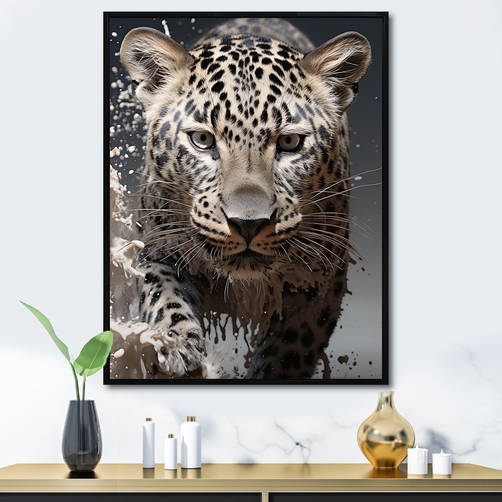 Designart "Mysterious Hunter Of The Leopard" Animals Leopard Floater ...