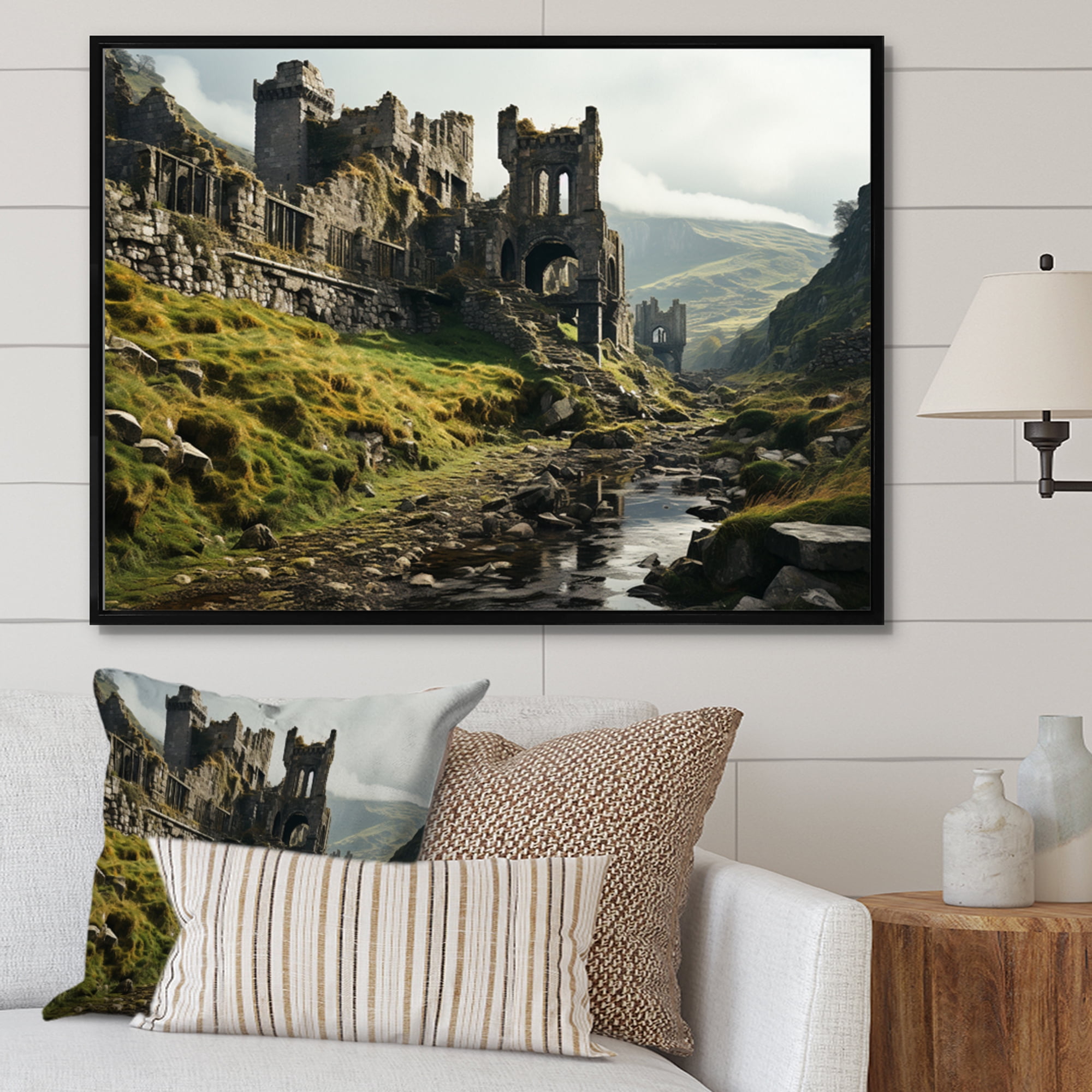 Designart "Mystic Castle in Ireland I" Ireland Floater Framed Wall Art ...