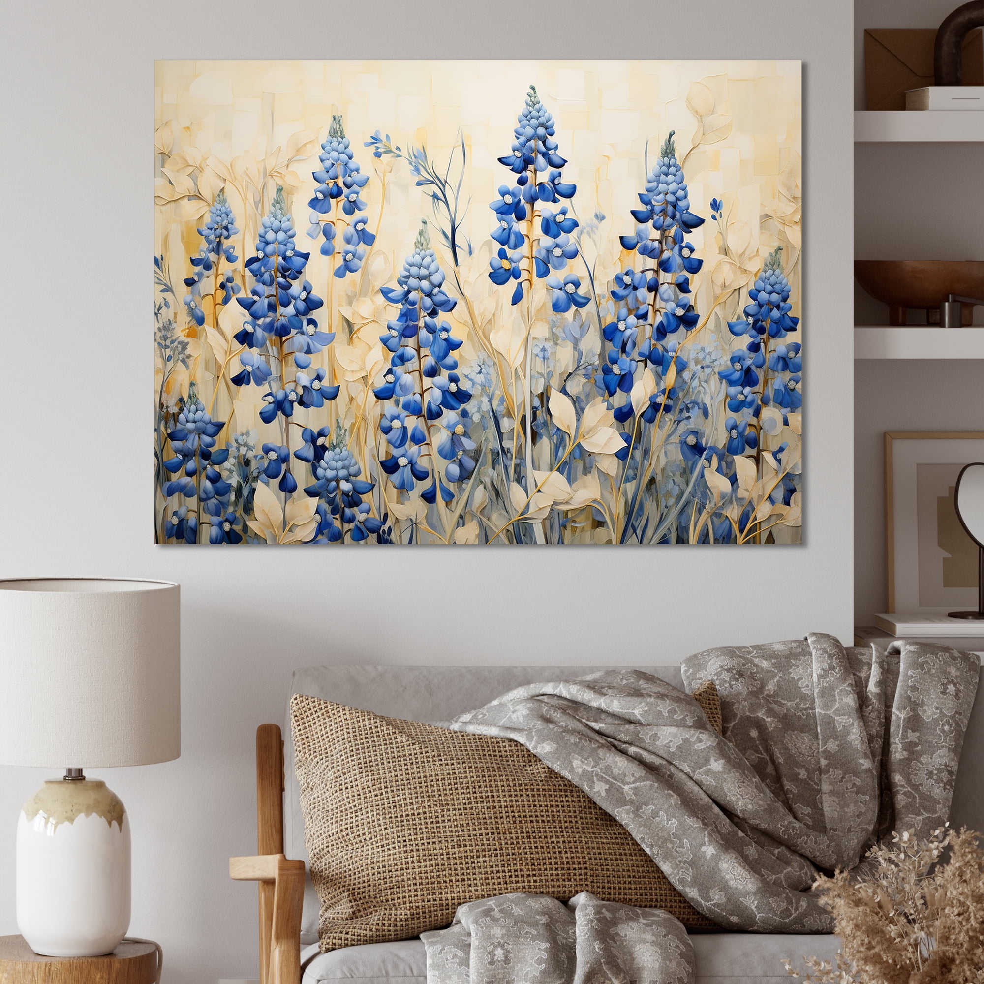 Designart "Mystical Blue Bonnets Grasslands" Blue Bonnets Wall Art ...