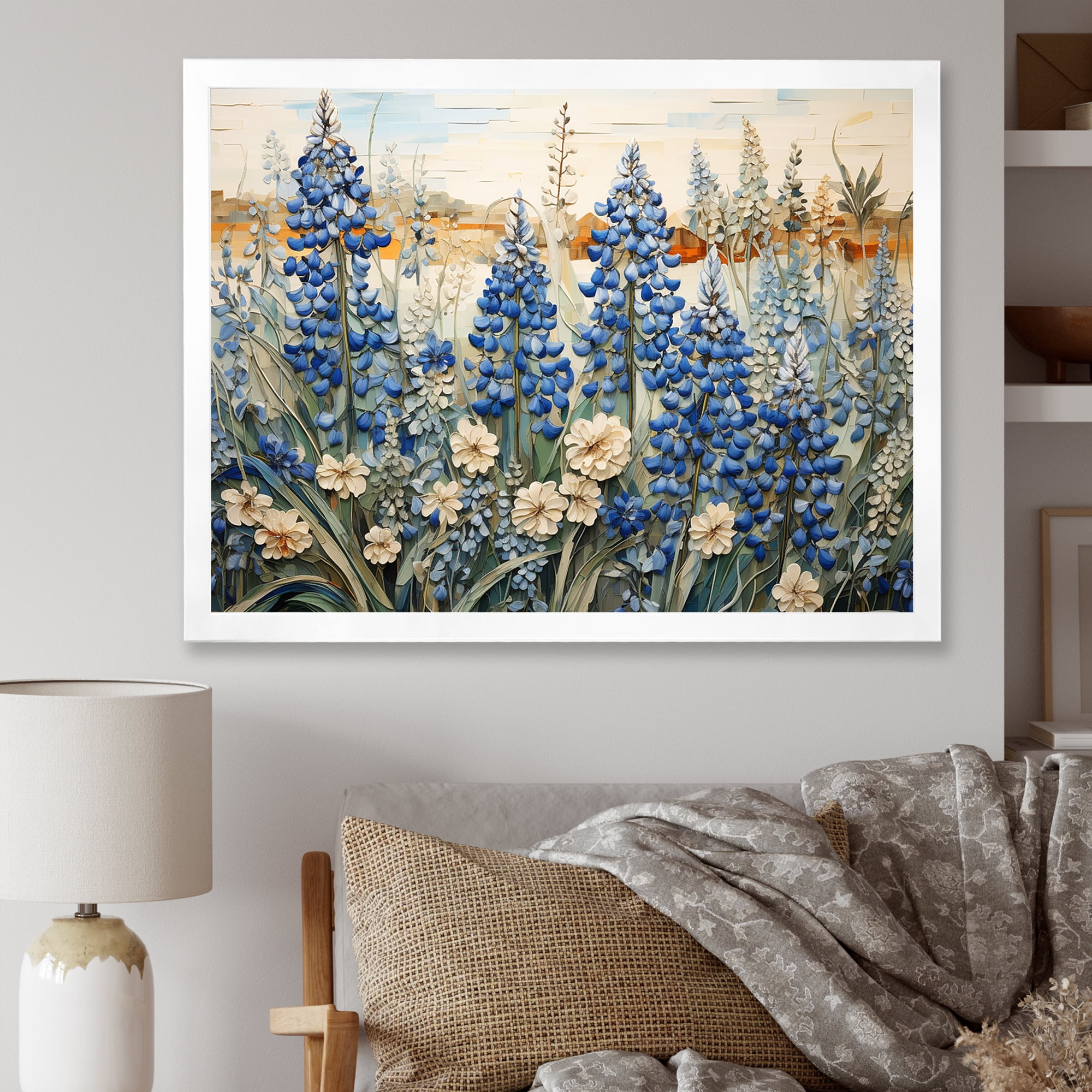 Designart "Mystical Blue Bonnets Grasslands I" Blue Bonnets Picture ...