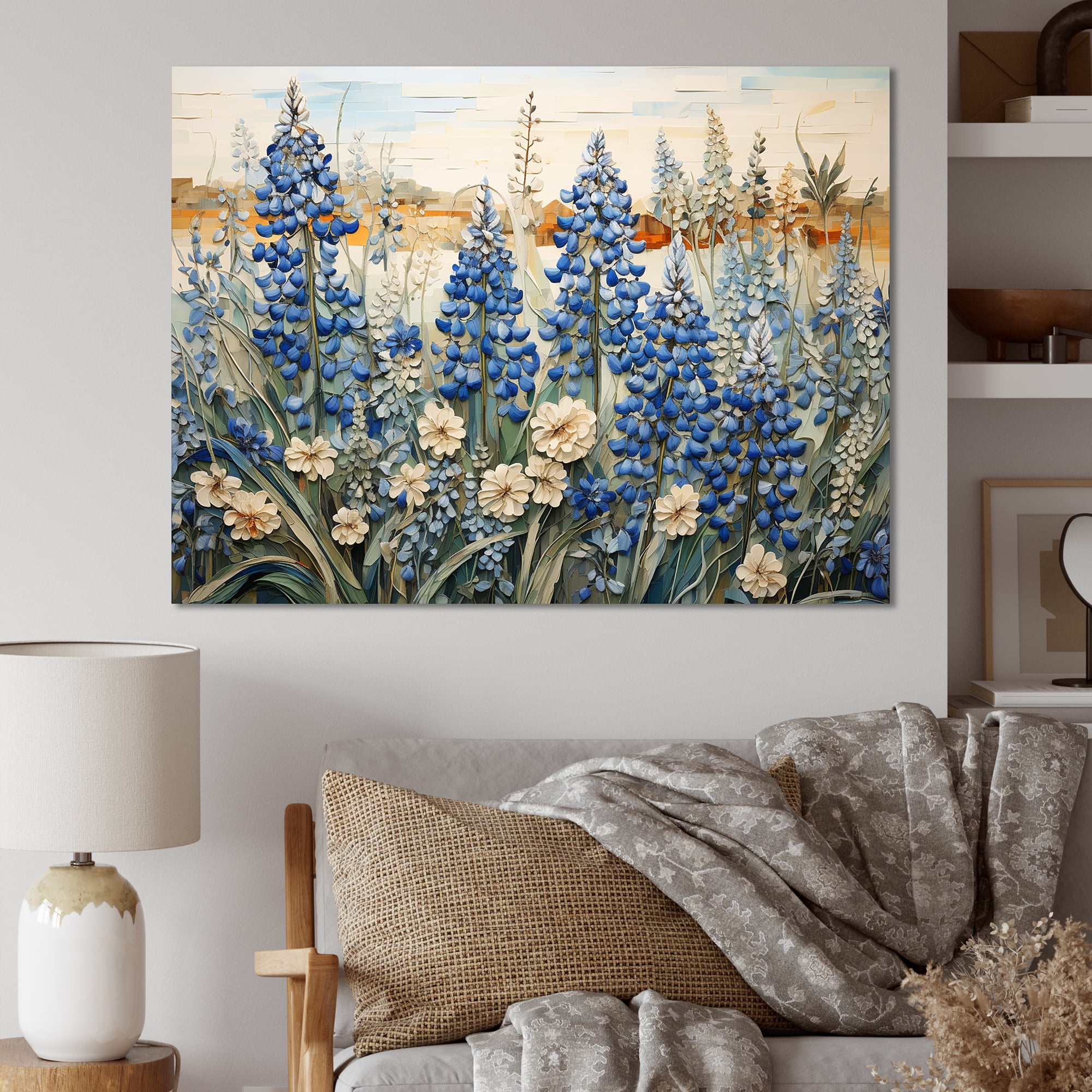 Designart "Mystical Blue Bonnets Grasslands I" Blue Bonnets Wall Decor ...