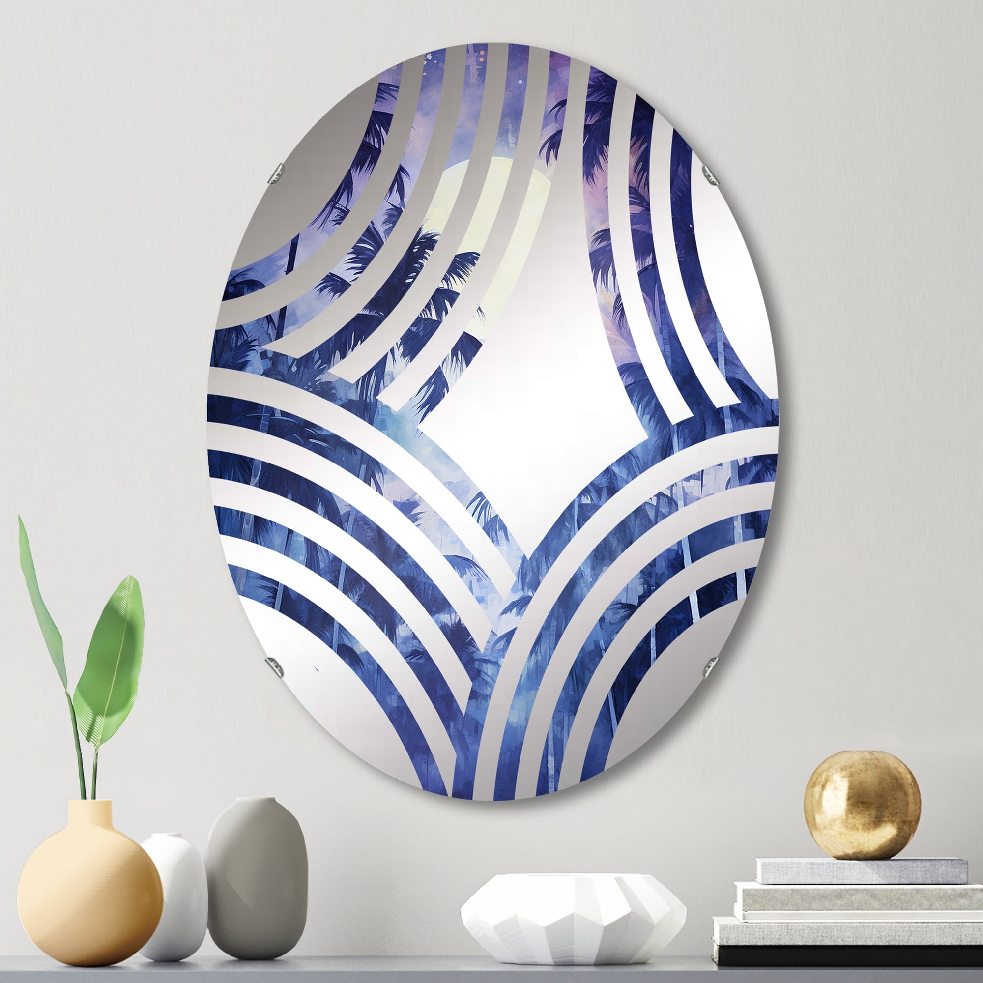 Designart "Mystical Impressions of Indigo Palm Trees II" Palms & Palm ...