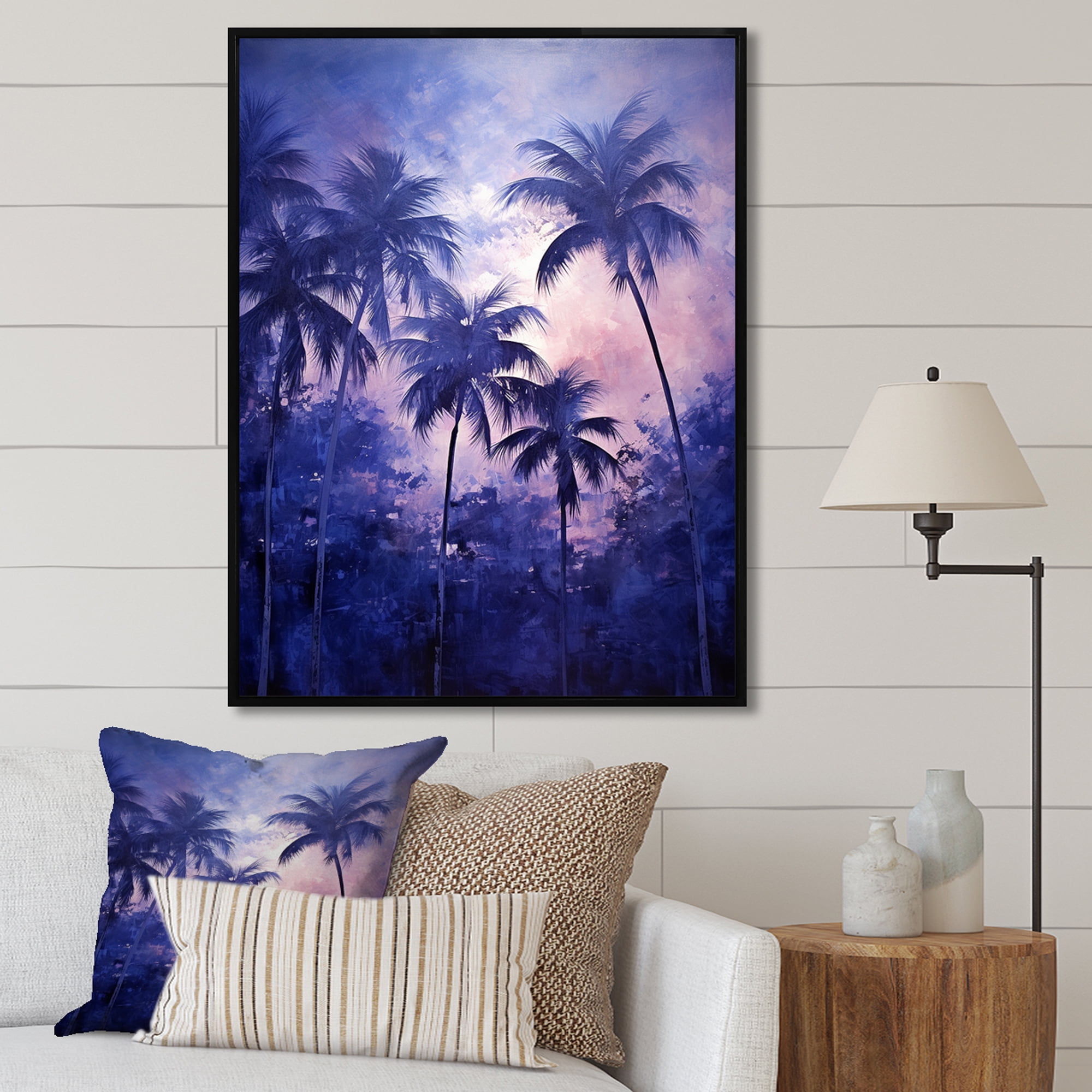 Designart "Mystical Impressions Of Indigo Palm Trees I" Palms & Palm ...