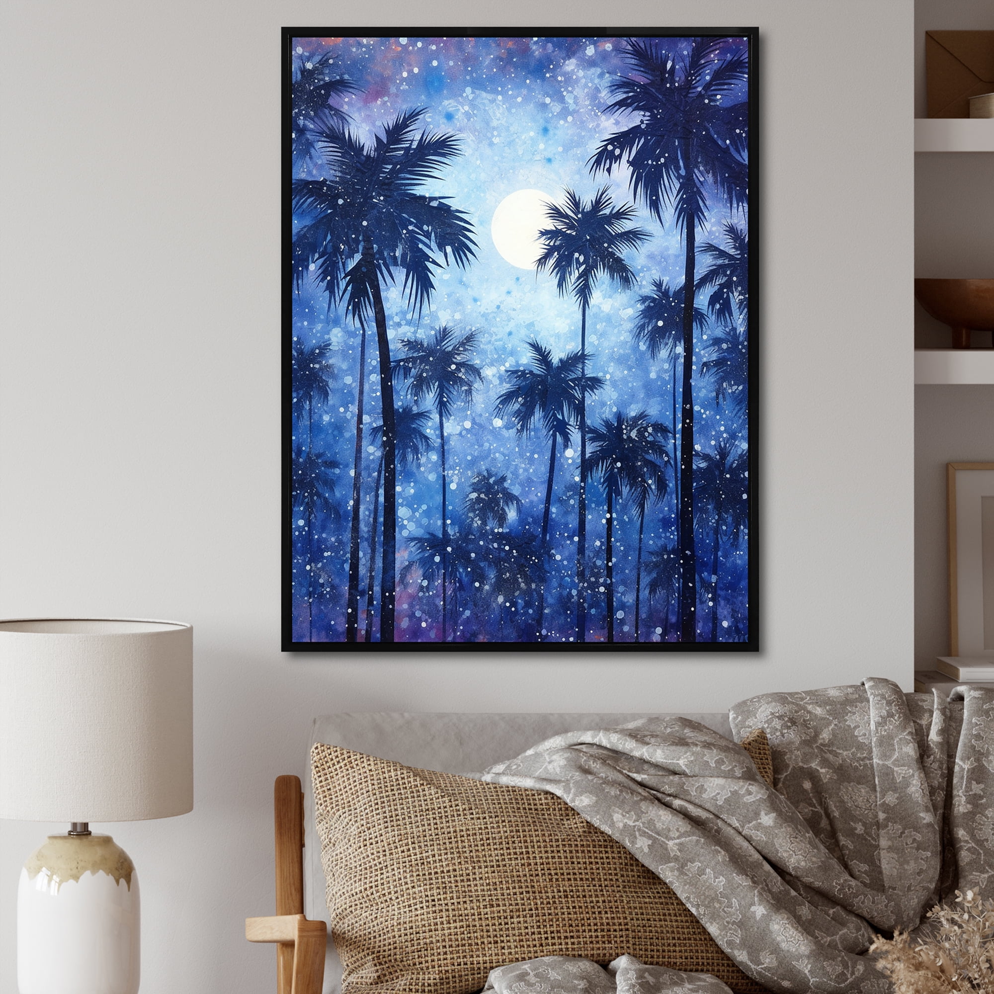 Designart "Mystical Impressions Of Indigo Palm Trees" Palms & Palm ...