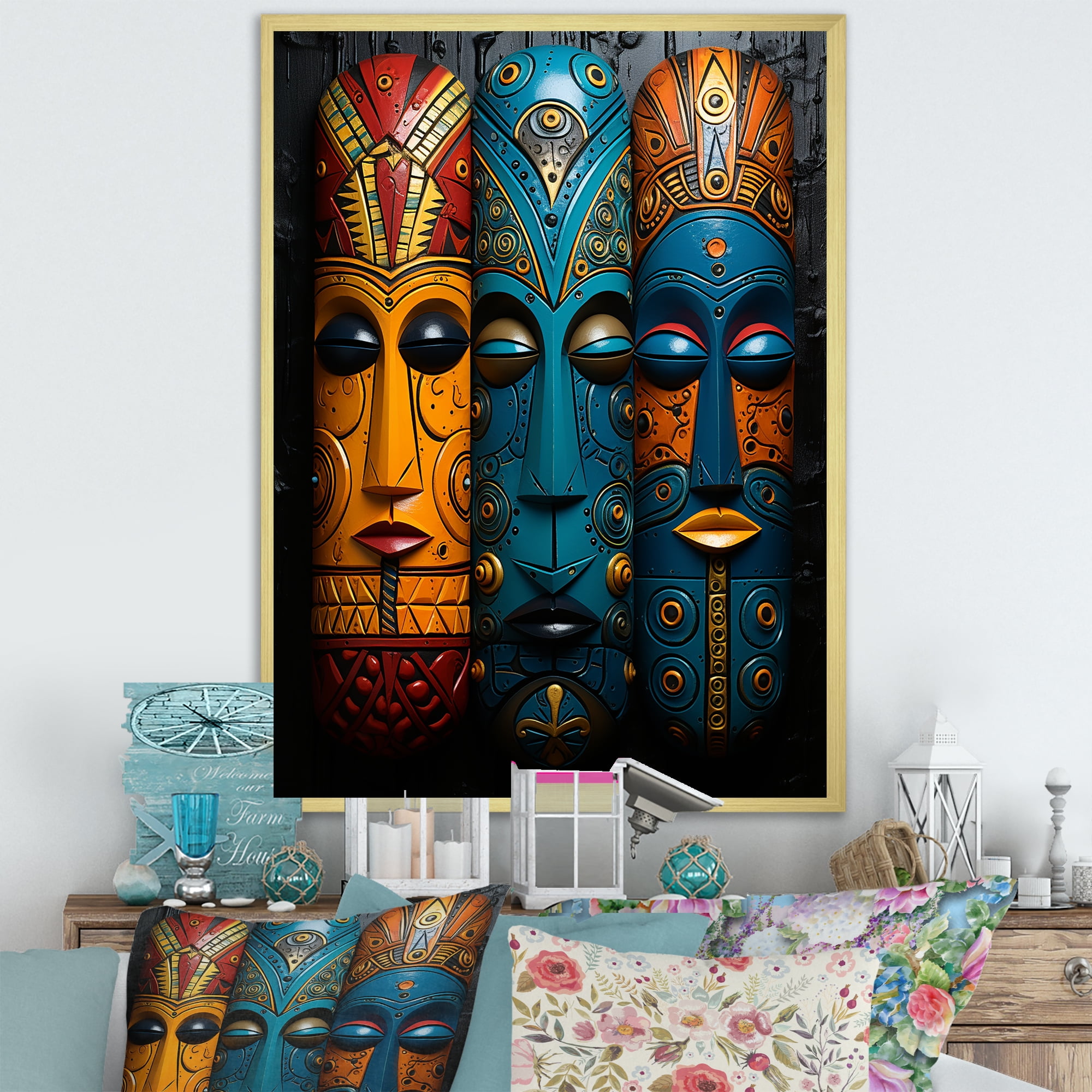 Designart "Mystical Masks Of African Tribes I" African Tribes Picture ...
