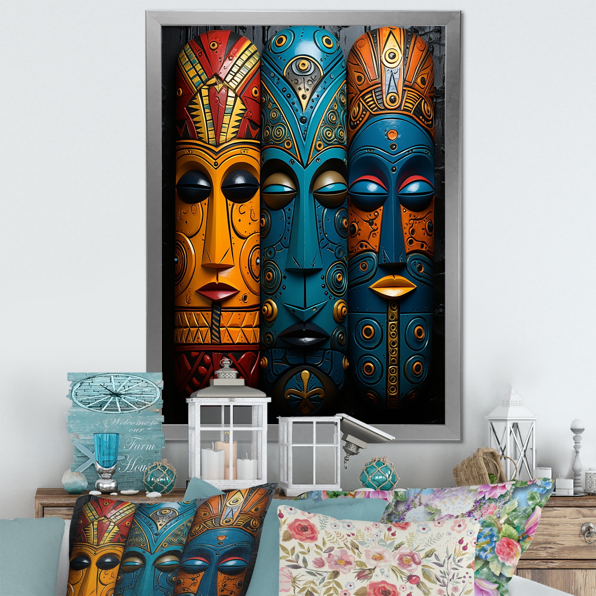 Designart "Mystical Masks Of African Tribes I" African Tribes Picture ...