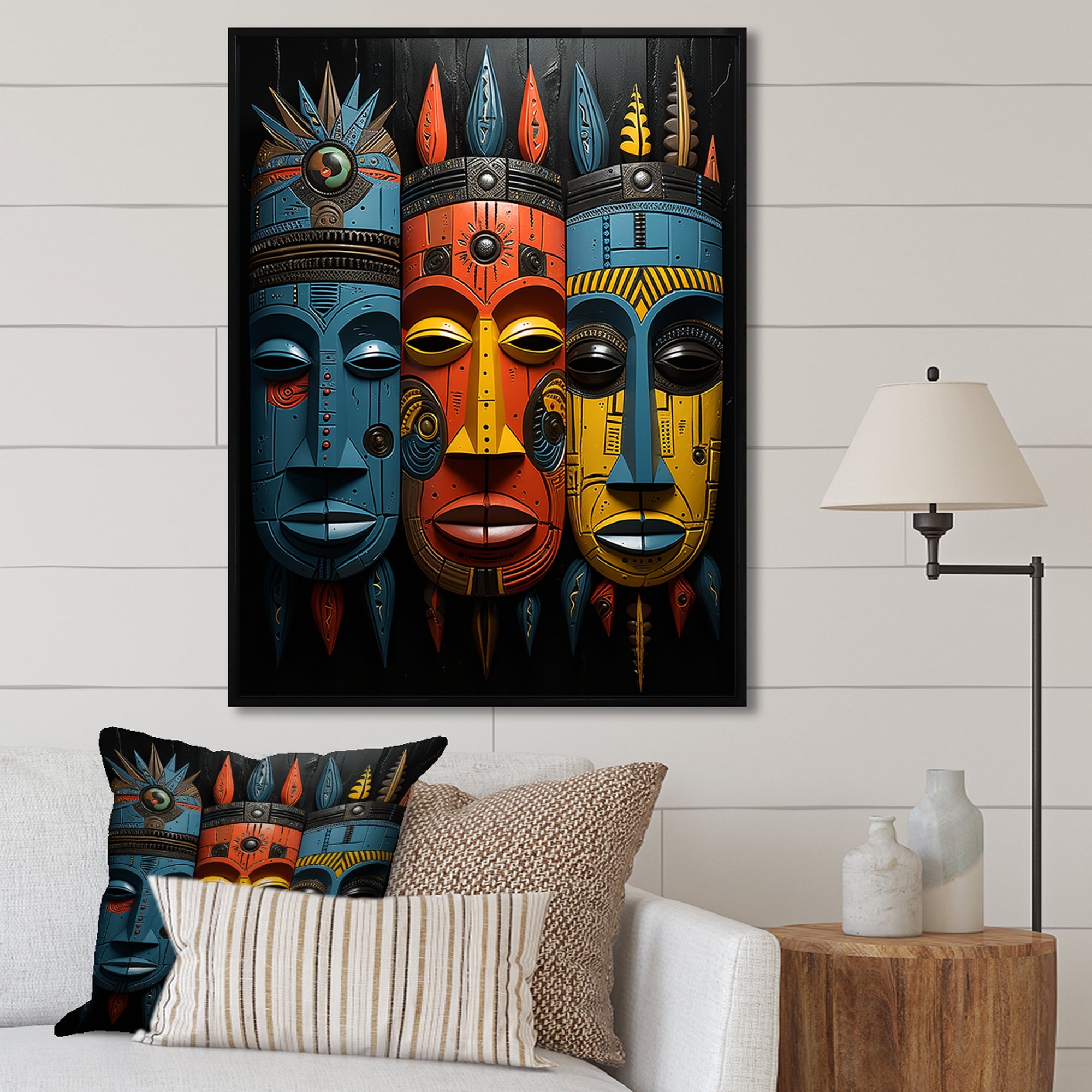 Designart "Mystical Masks Of African Tribes III" African Tribes Floater ...