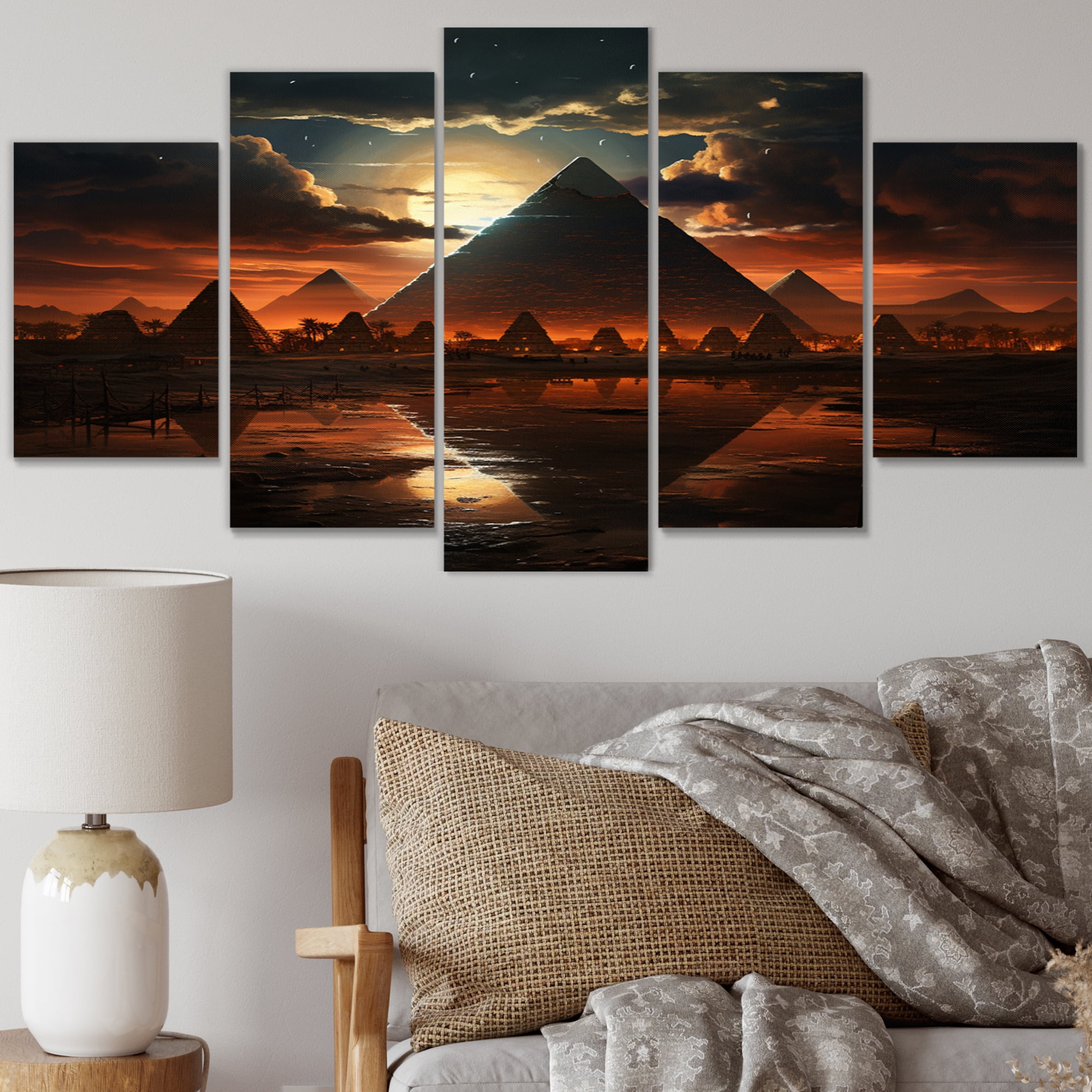 Designart "Mystical Sphinx in Egypt" Egypt Metal Wall Decor Set ...