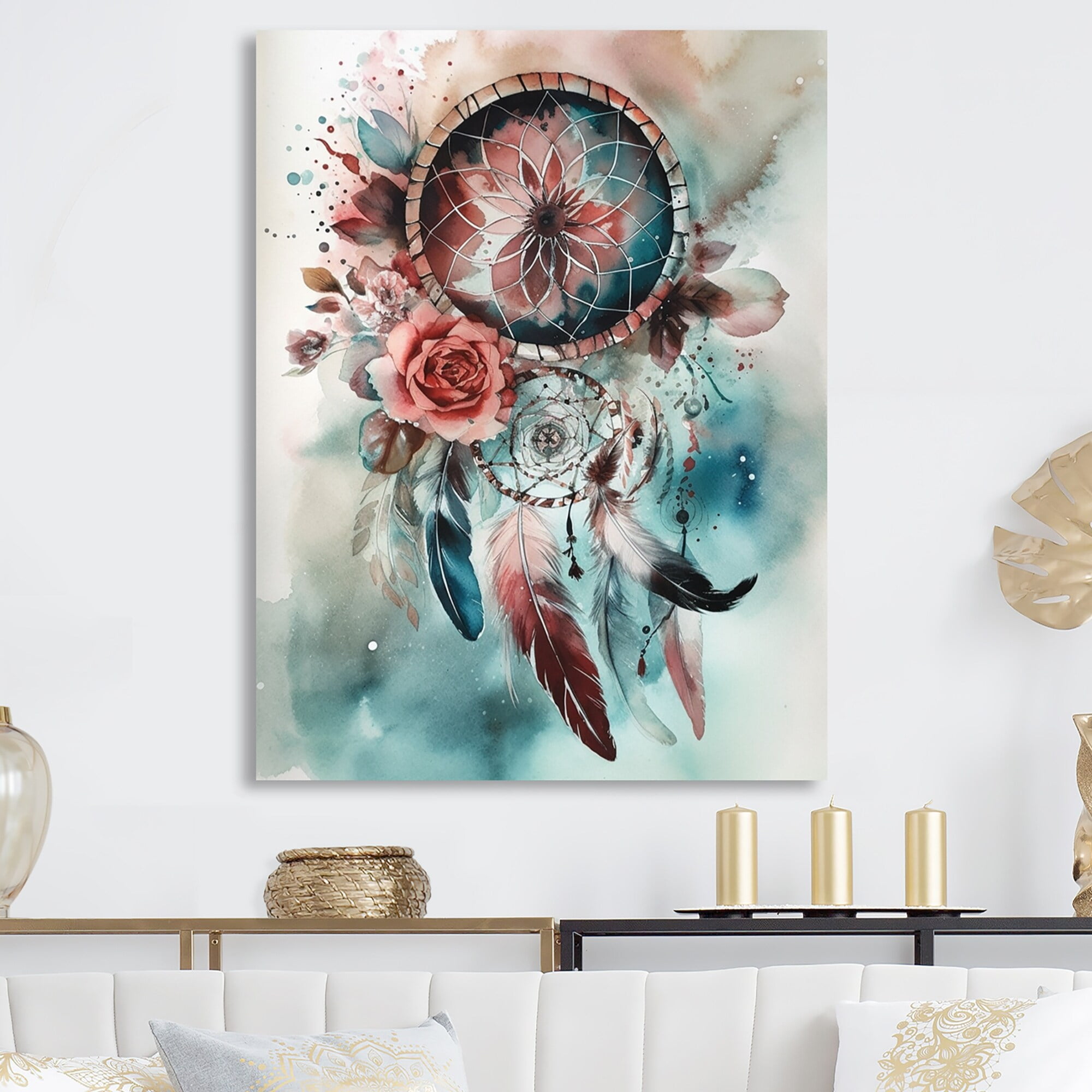 Designart "Narratives of Boho Inspiration Blue And Pink II" Boho ...