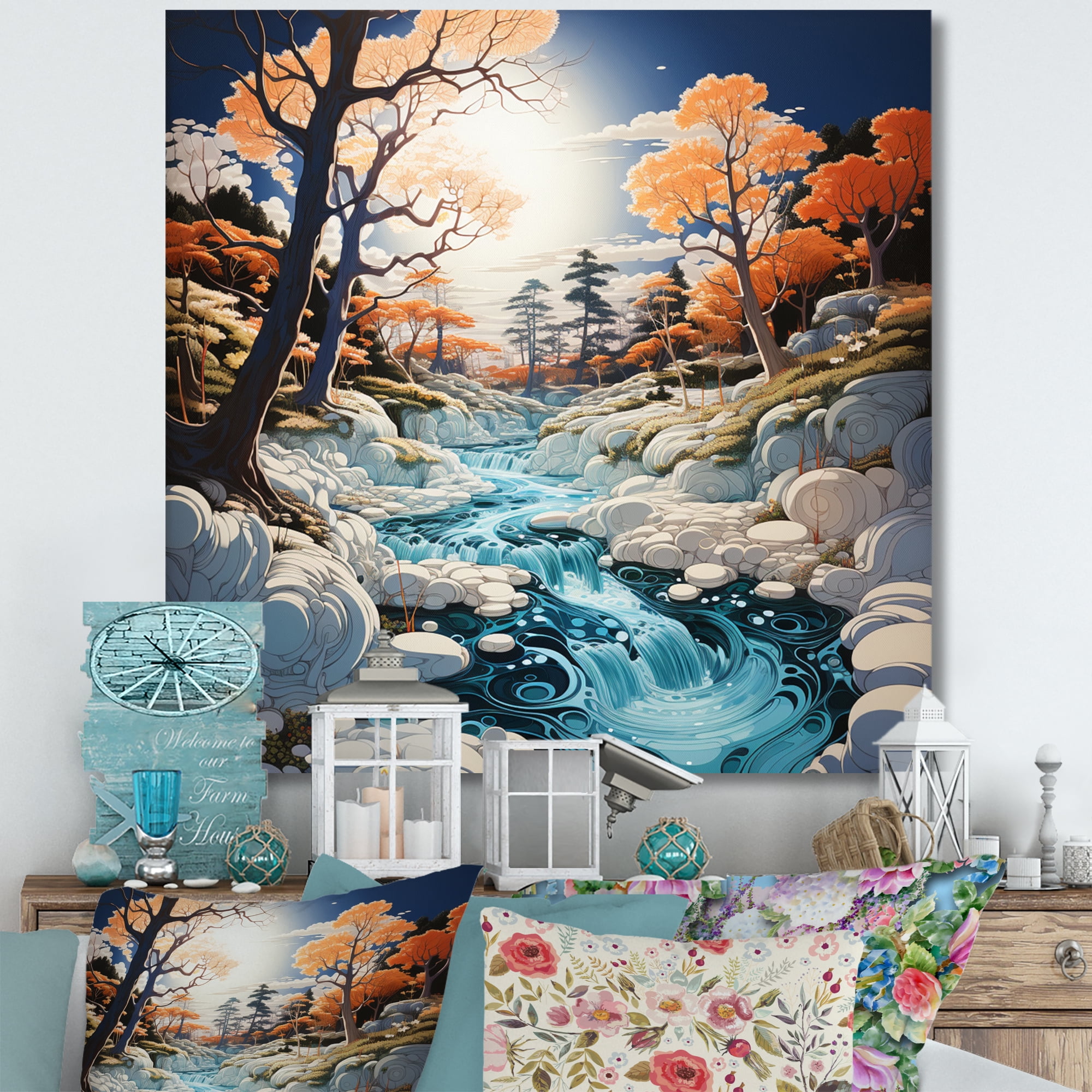 Designart "Nature s Fountain The Geyser s Eruption III" Geyser Wall Art ...
