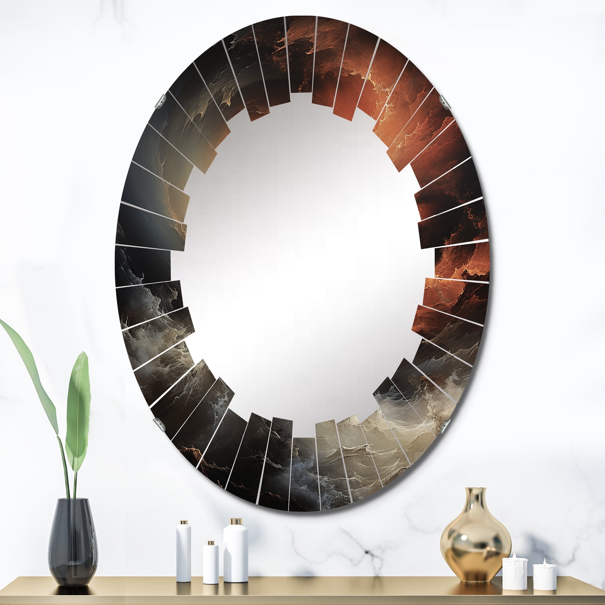 Designart "Nature s Fury The Orange Storm II" Landscapes Round Wall ...